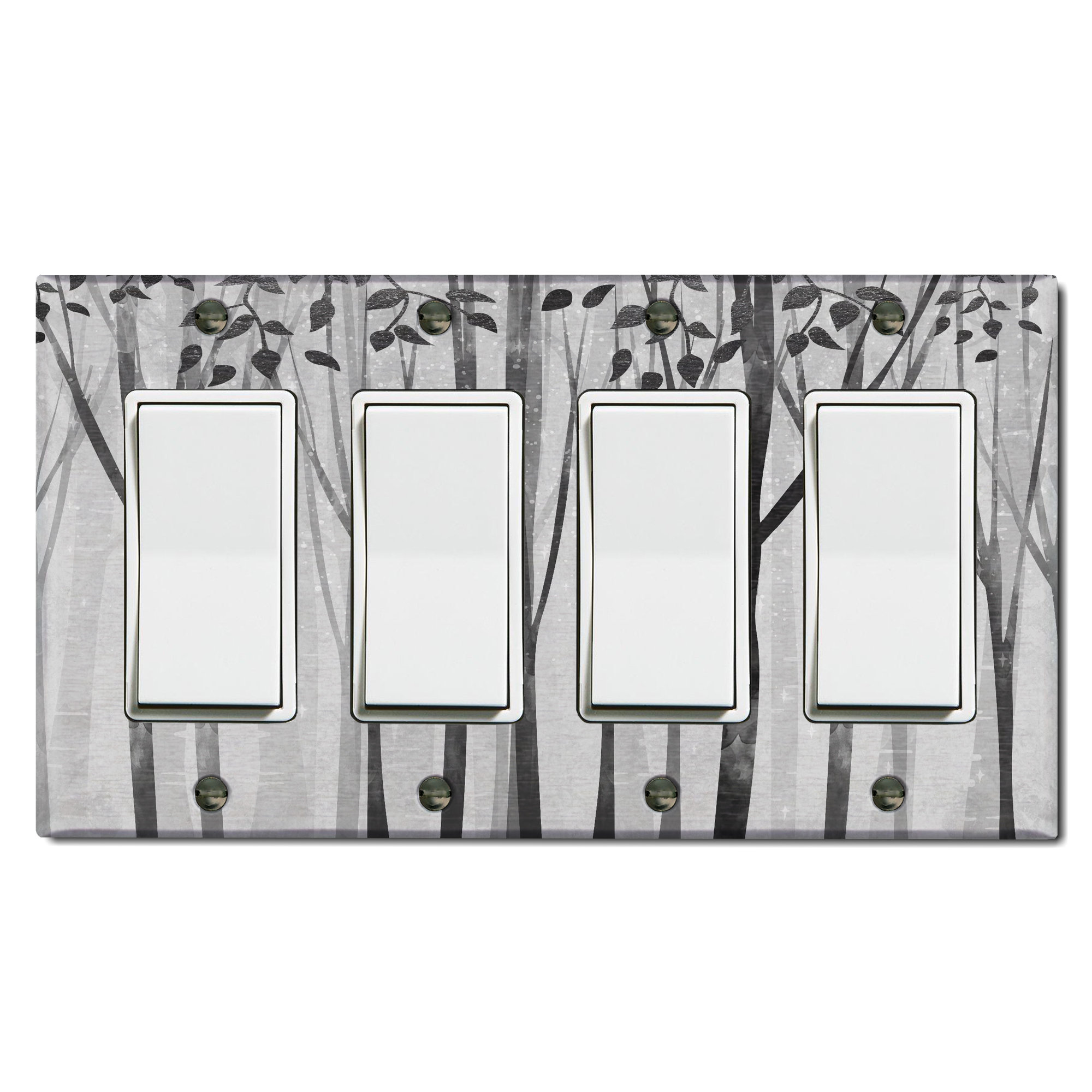 WorldAcc Metal Light Switch Plate Outlet Cover (Gray Forest Trees ...