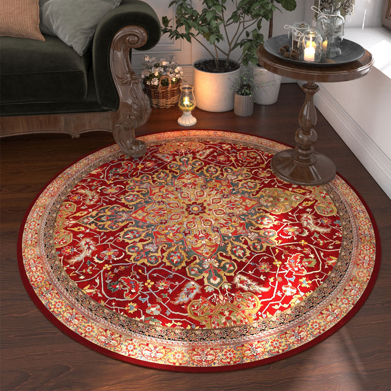 PURHOC Retro American Nordic Circular Carpet Living Room Bedroom Study ...