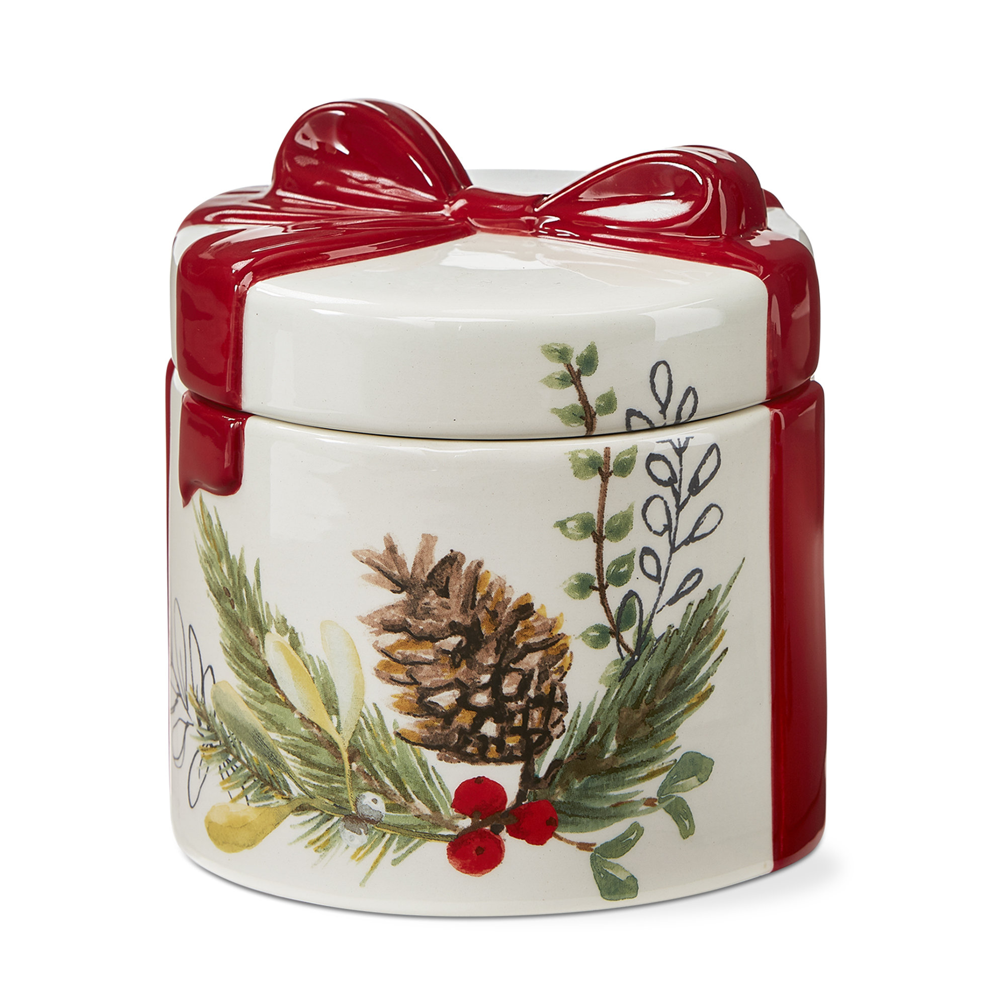 The Holiday Aisle® Mistletoe & Holly Candy Jar | Wayfair