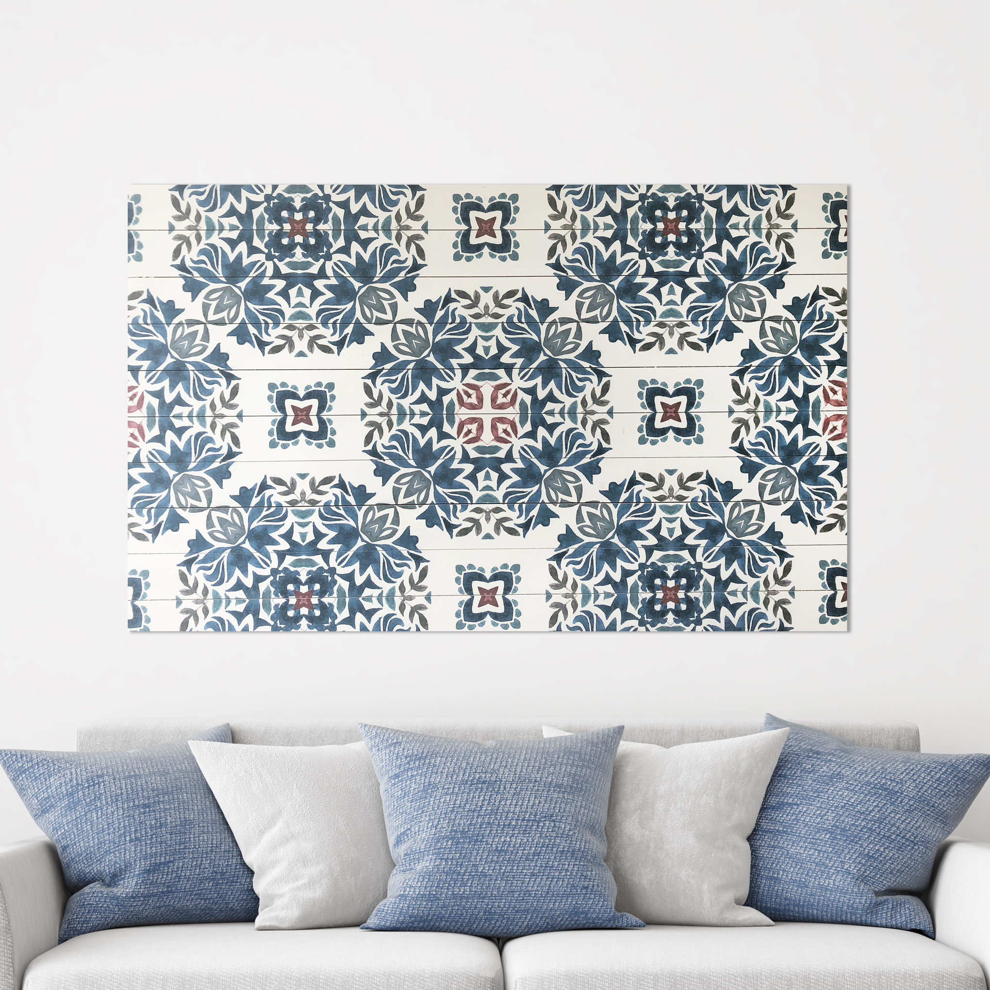 Bungalow Rose "Azulejo Tile Pattern" Print on Planked Wood Wall Art ...