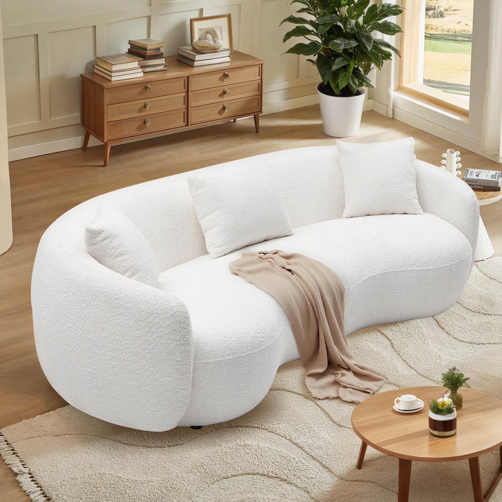 Ivy Bronx Curved Sofa Premium Boucle Couch With Modern Design - Wayfair ...