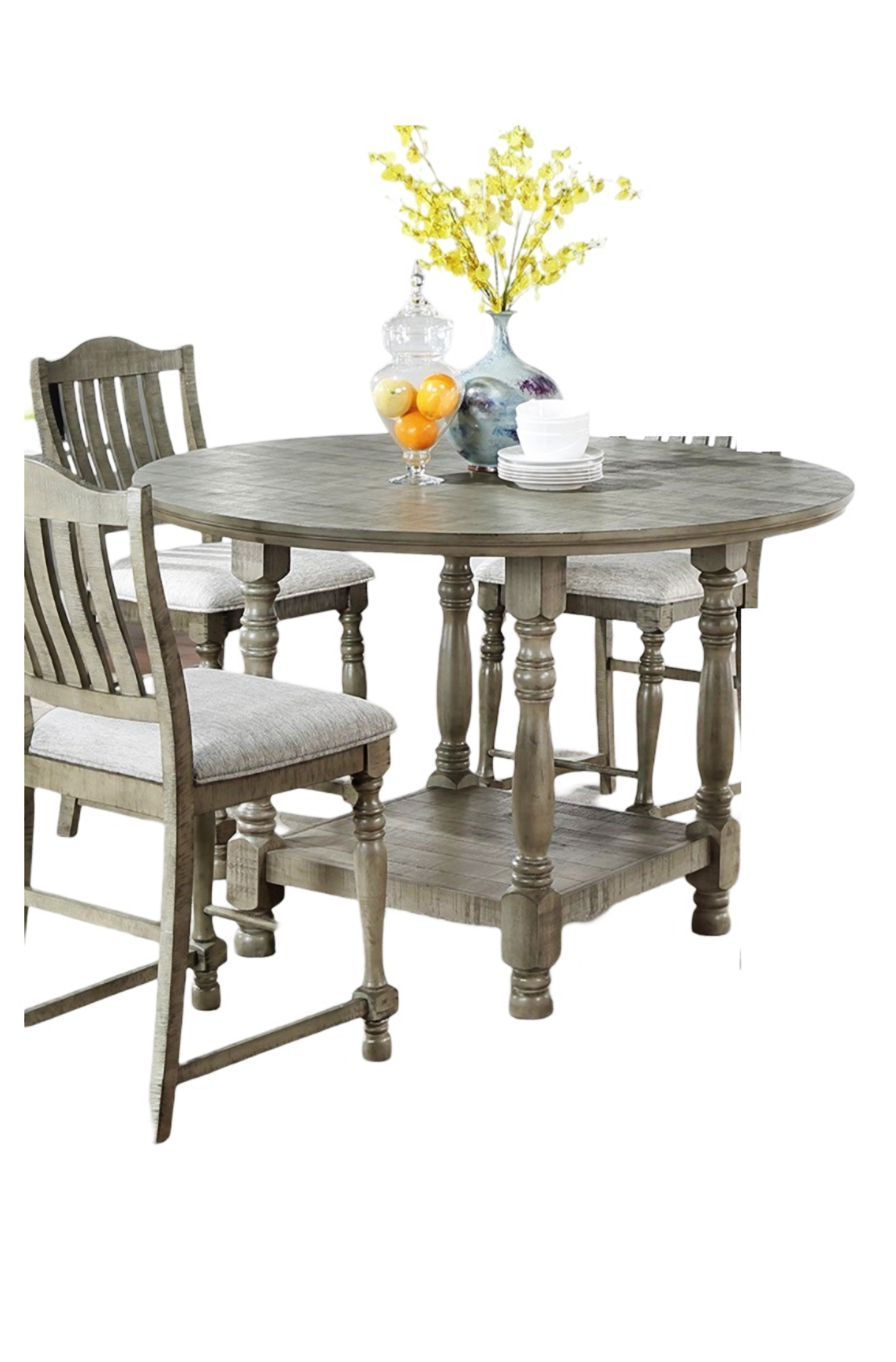 Ophelia & Co. Light Grey Dining Table Round Dining Table 1Pc Table Only ...