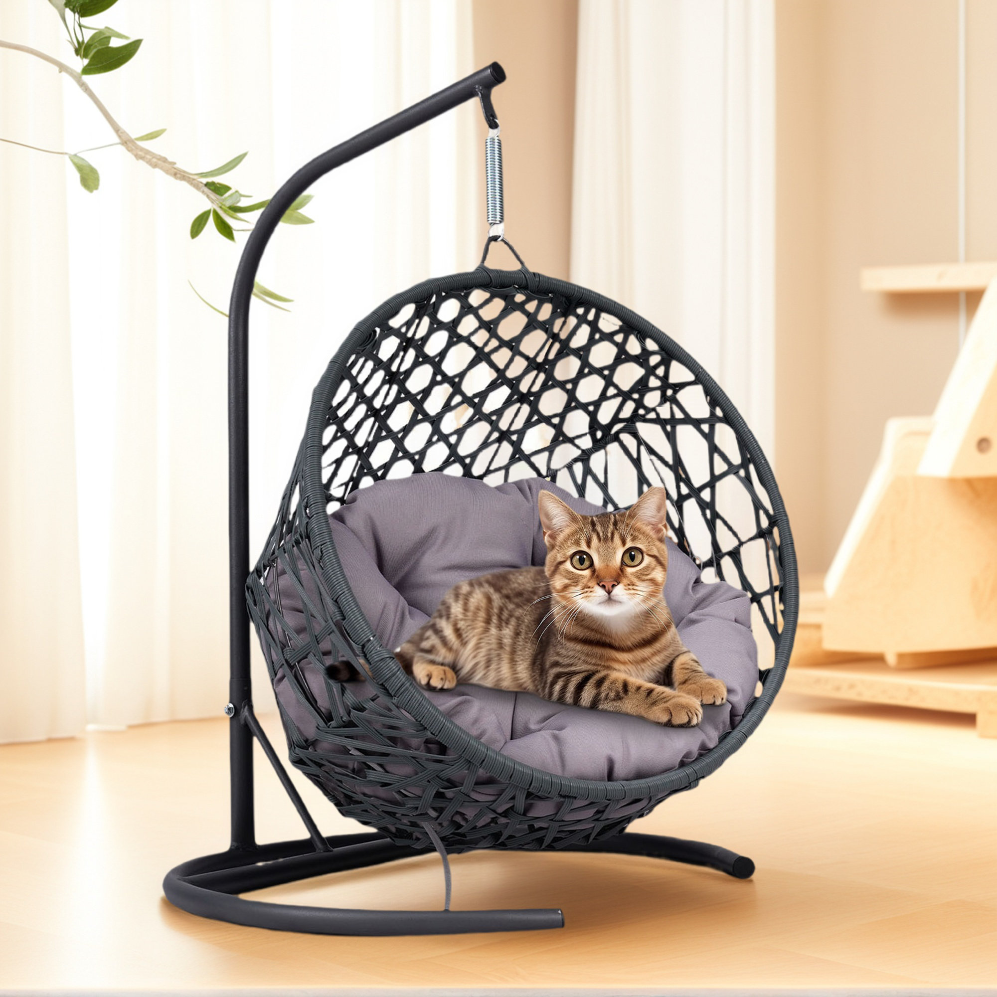Dakota Fields Rattan Cat Bed, Pet Hanging Swing Bed, Rattan Hammock ...
