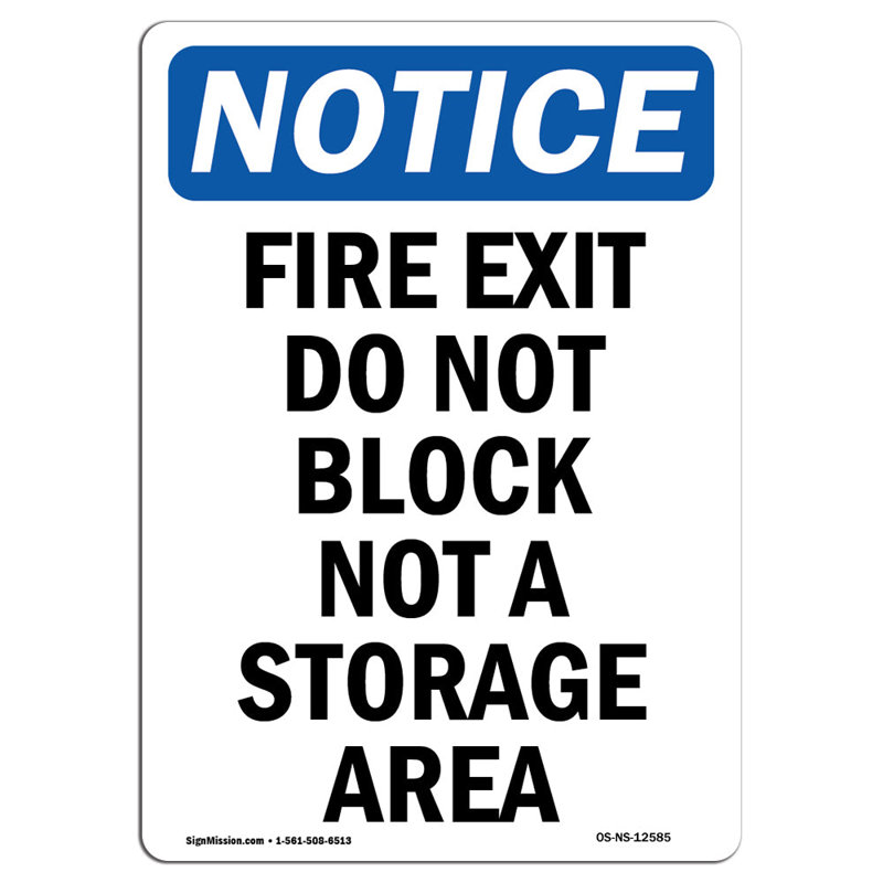 SignMission Fire Exit Do Not Block Not a Storage Sign | Wayfair