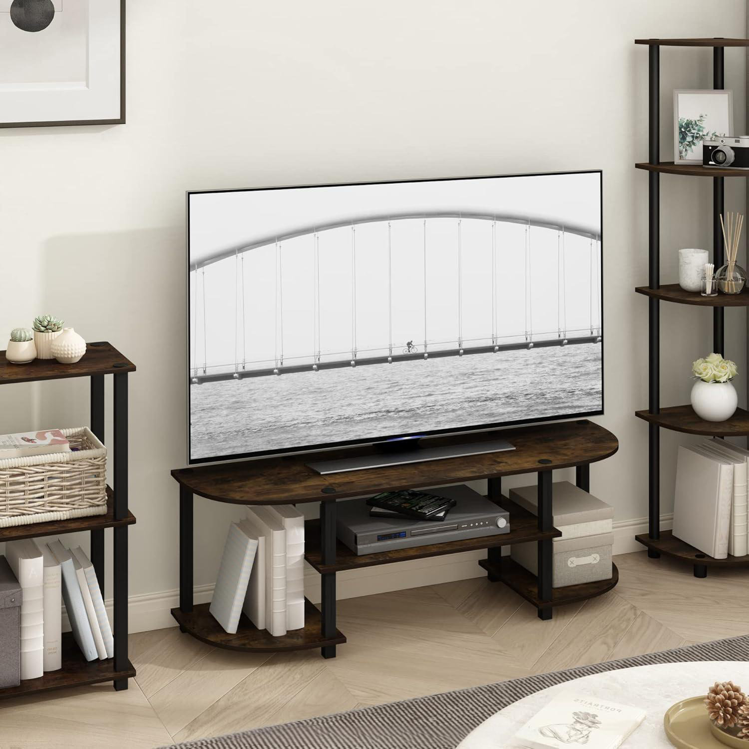Ebern Designs Wide TV Entertainment Centre, Espresso/Black - Wayfair Canada