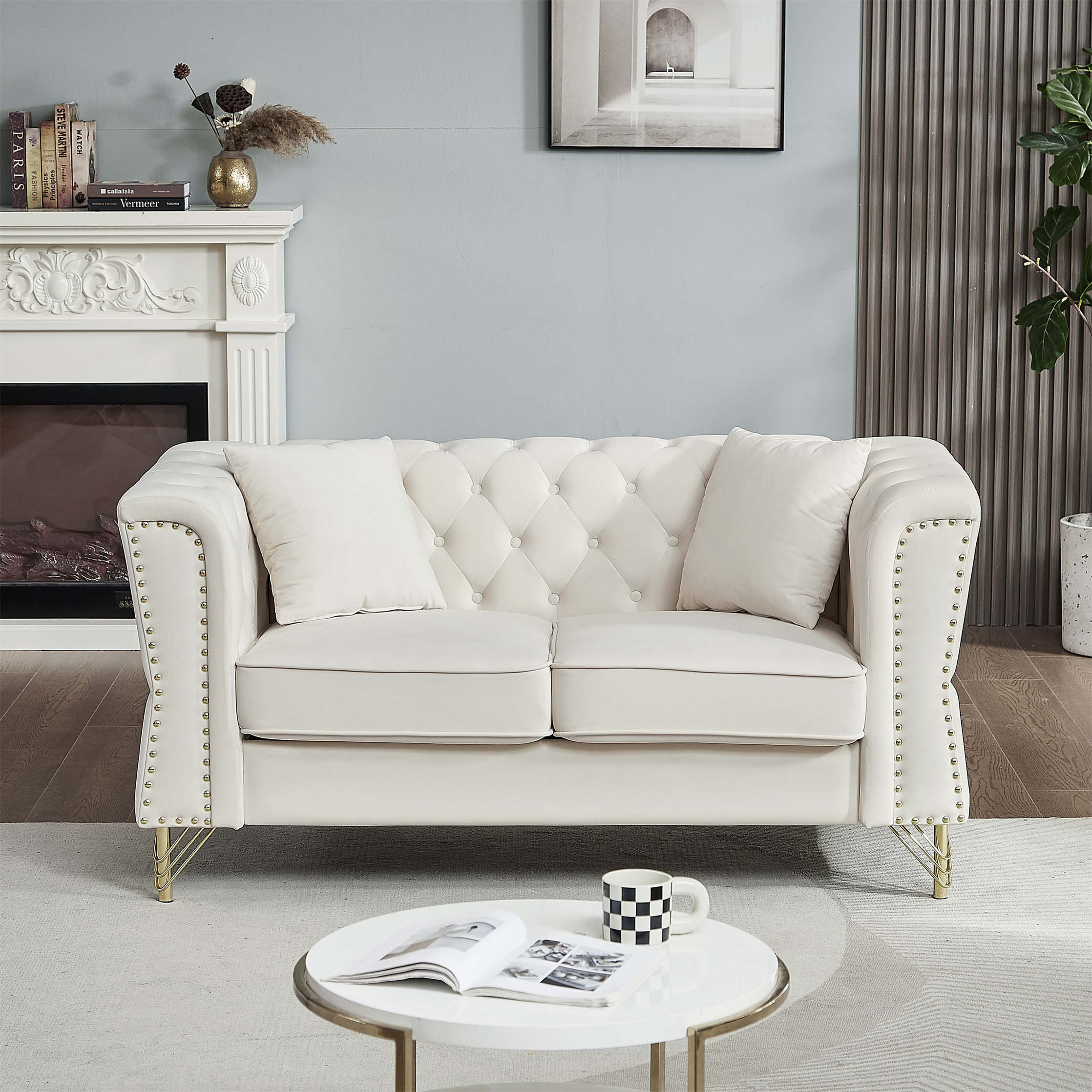 House of Hampton® Chesterfield Sofa For Living Room, Tufted Upholstered ...