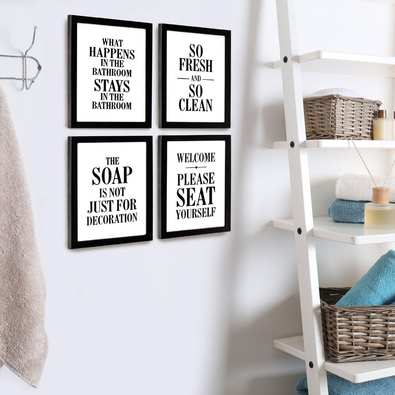 Excello Global Products Black Framed Bathroom Signs Set 1 (4-Pack ...