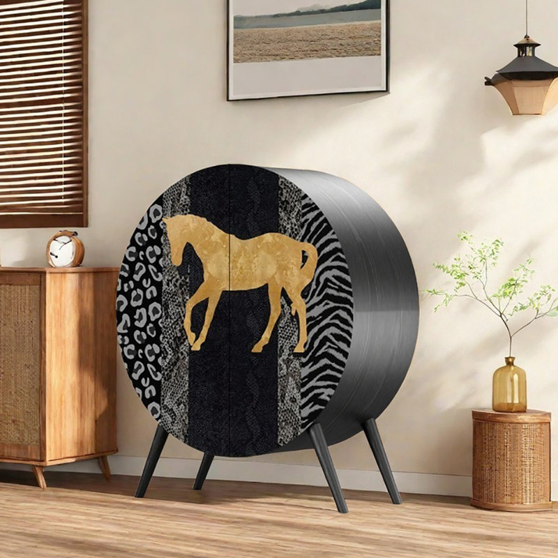 Liu's ink furniture 49in Two-door Round Sideboard Storage Cabinet | Wayfair