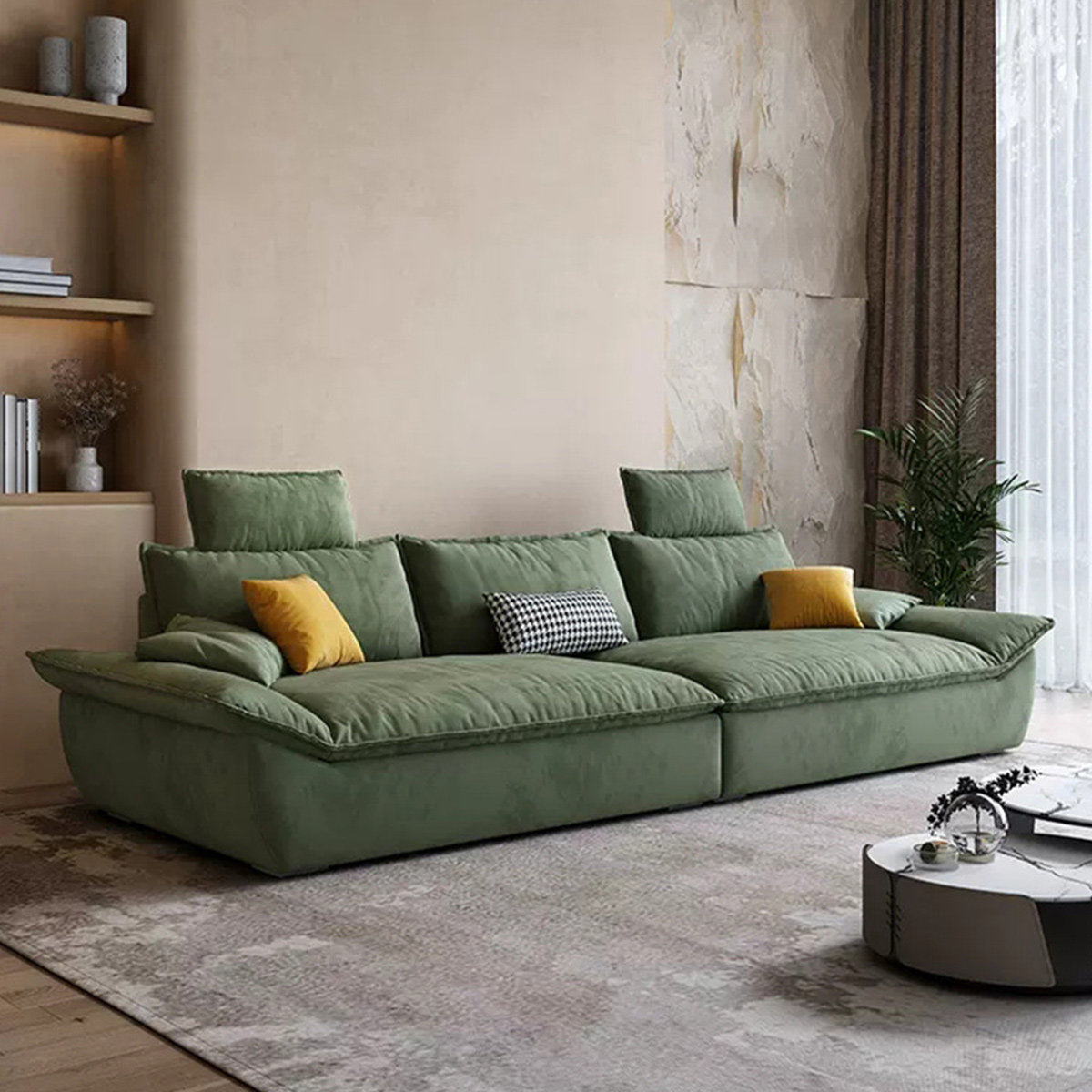 MABOLUS 102.36" Green 100% Polyester Modular Sofa cushion couch ...