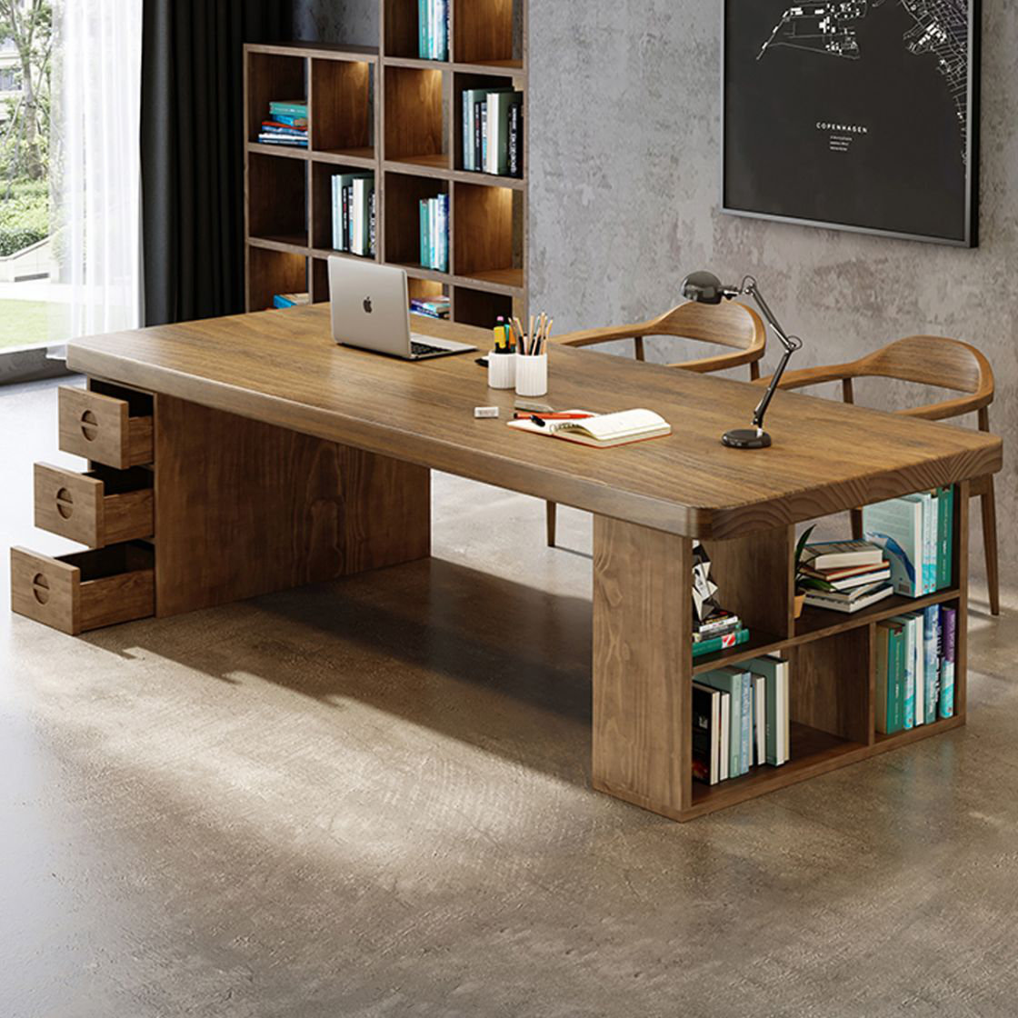 Furnire Lewi Light nut-brown Rectangular Solid Wood desks | Wayfair