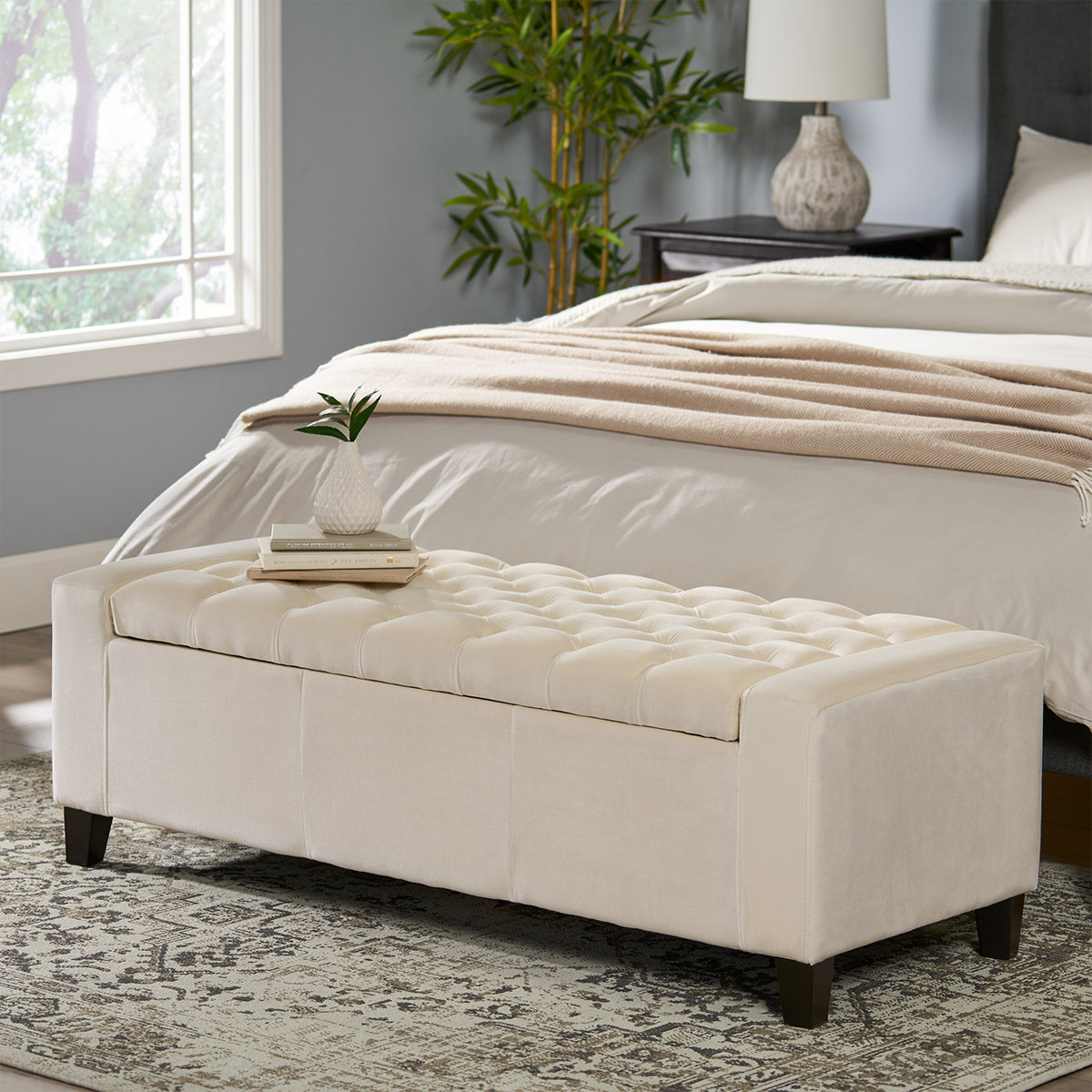 Wildon Home® White wood + Polyester Bench - Wayfair Canada