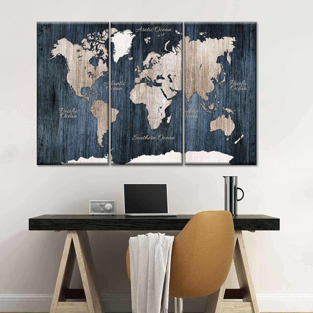 Breakwater Bay Aged Wooden World Map Multi Piece Canvas Print - Wayfair ...
