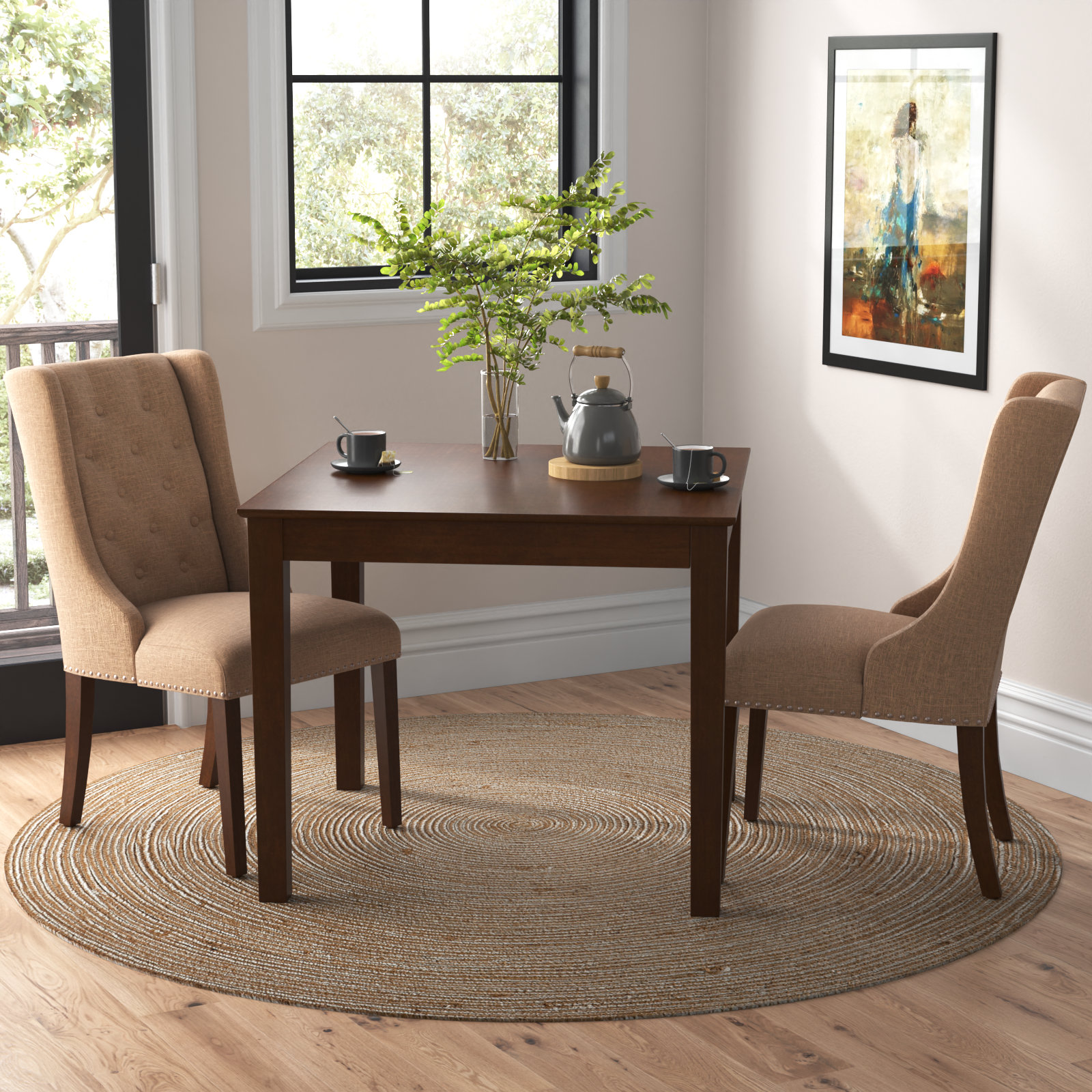 Three Posts Gazaway Rubberwood Solid Wood Dining Set & Reviews ...