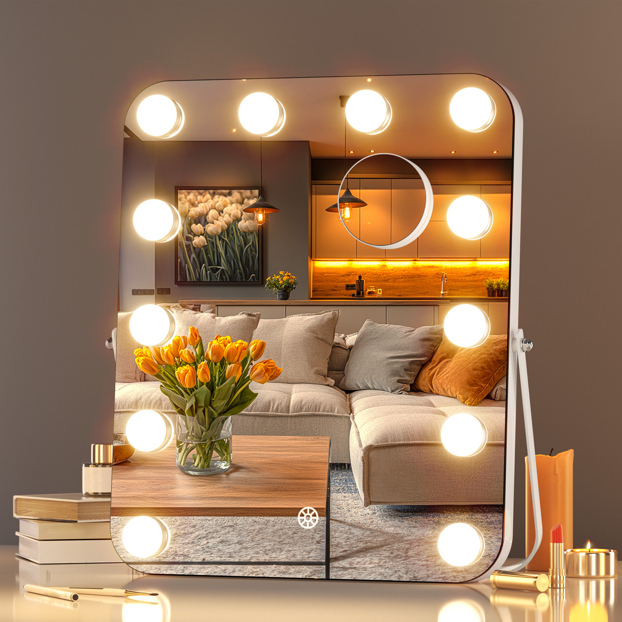 Hasipu Rectangle Vanity Mirror with Lights, LED Makeup Mirror, 3 Modes ...