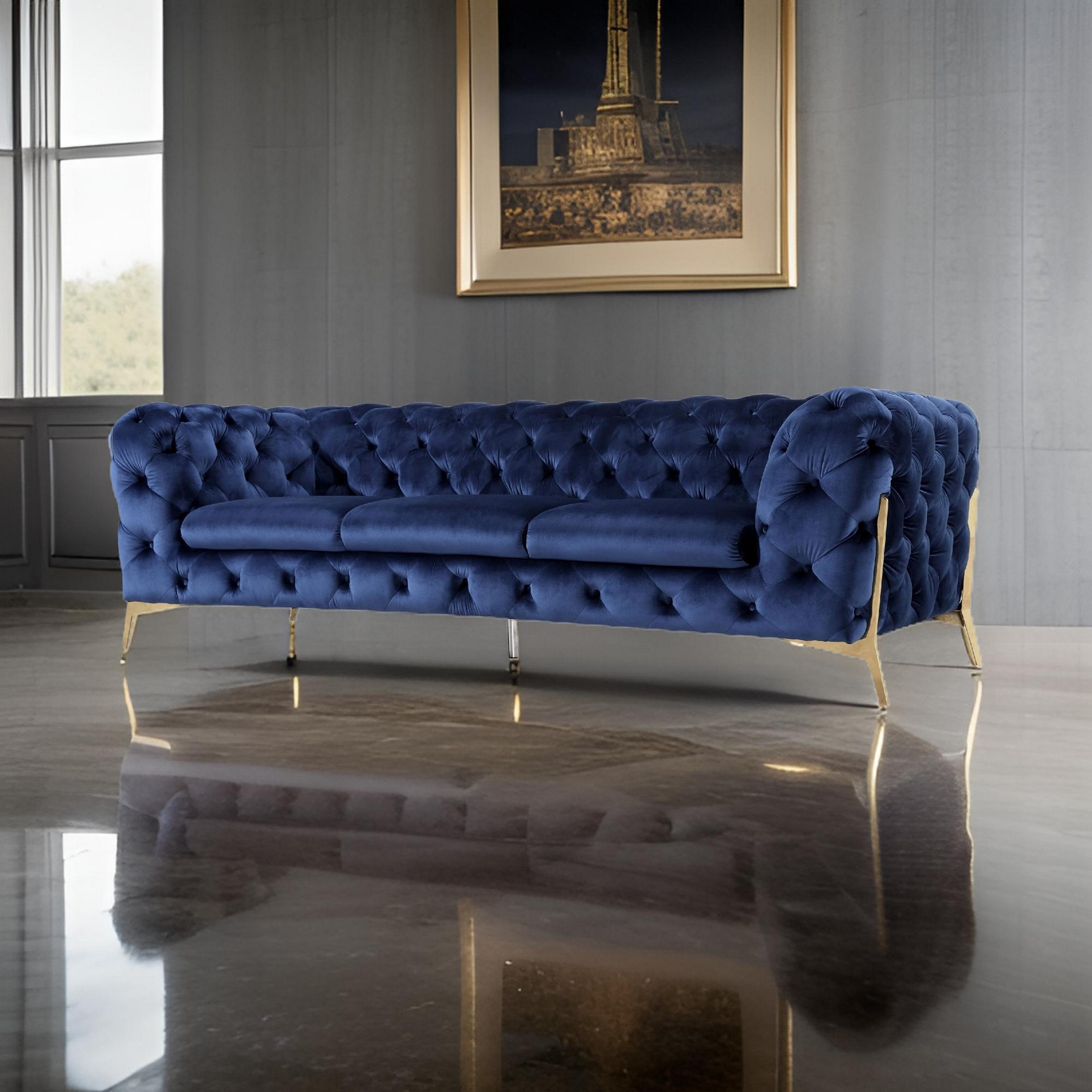 Everly Quinn 97" Velvet Rolled Arm Chesterfield Sofa - Wayfair Canada