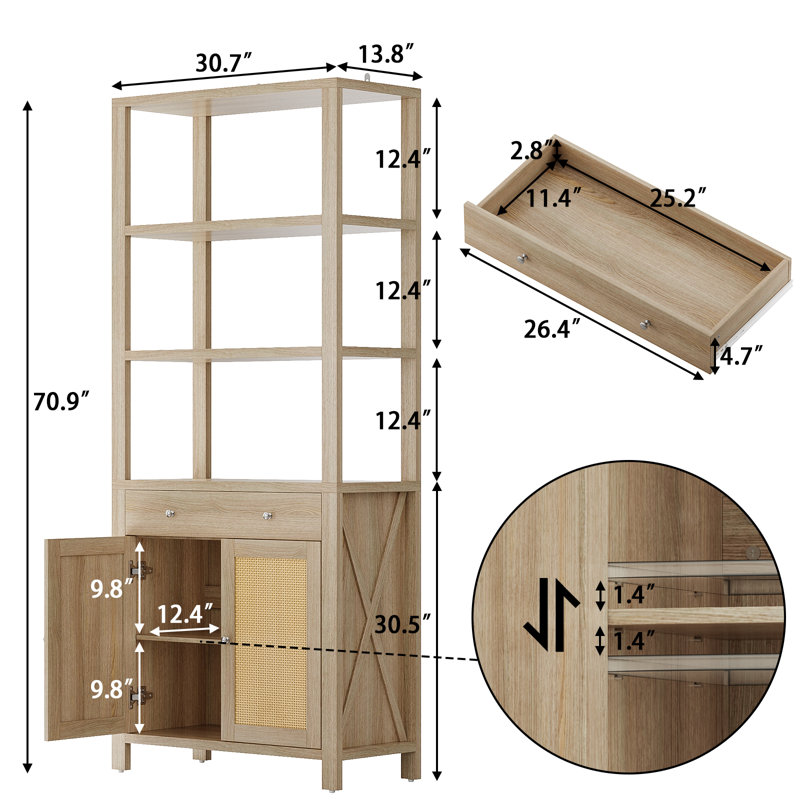 Gracie Oaks Jamaari Rattn Rustic Wood Bookshelves Bookcase & Reviews ...