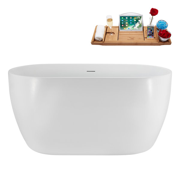 StreamlineBath 48" Streamline Soaking Freestanding Tub and Tray With ...
