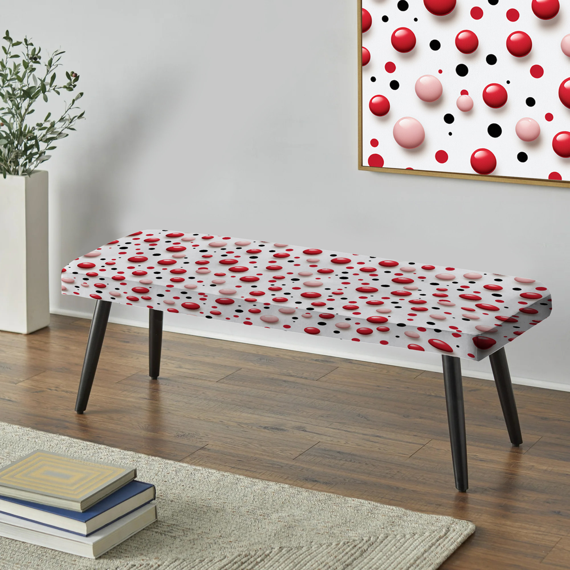 Design Art Red Poupart Polka Dot Party - Polka Dots Upholstered Black ...