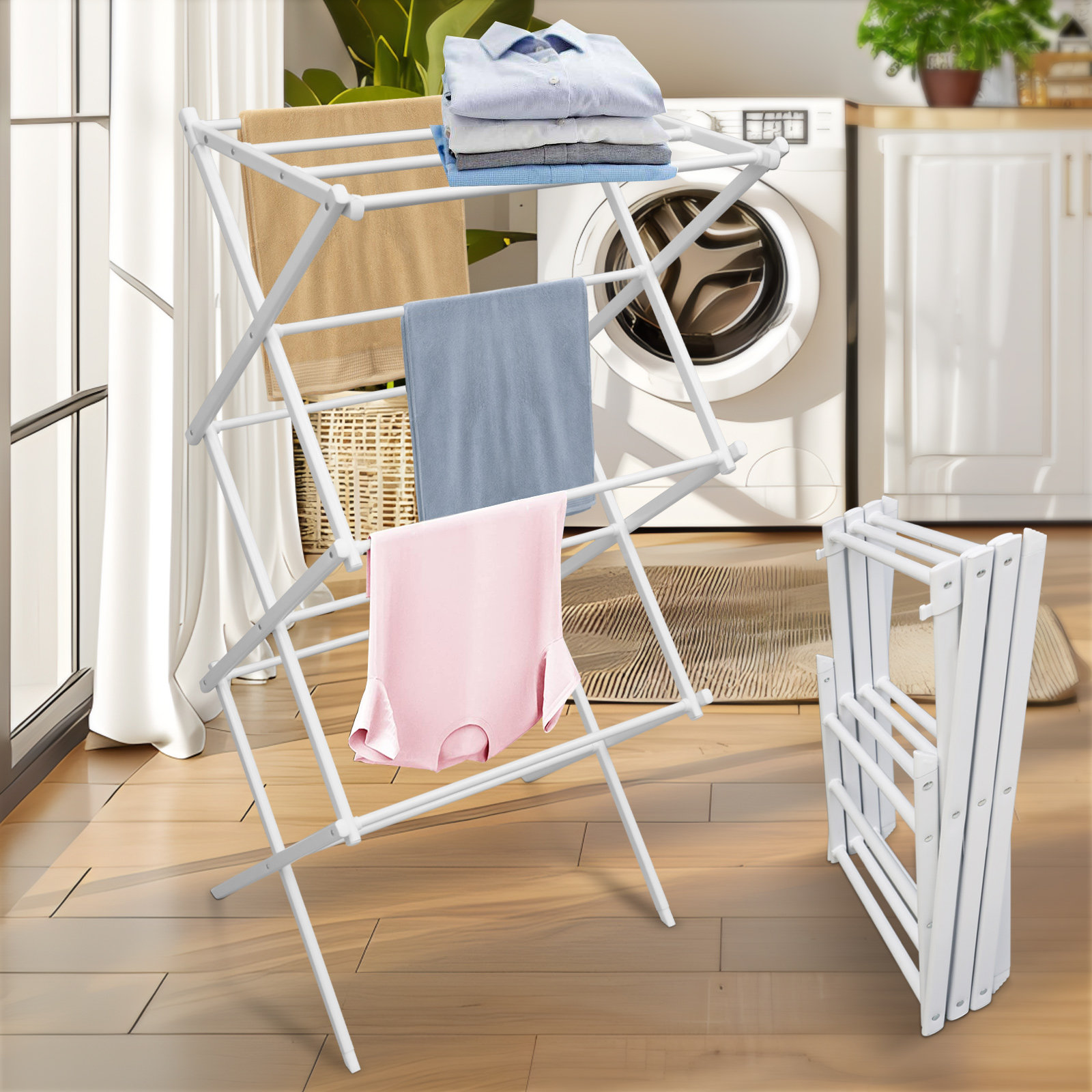 Rebrilliant Steel Foldable Accordion Drying Rack - Wayfair Canada