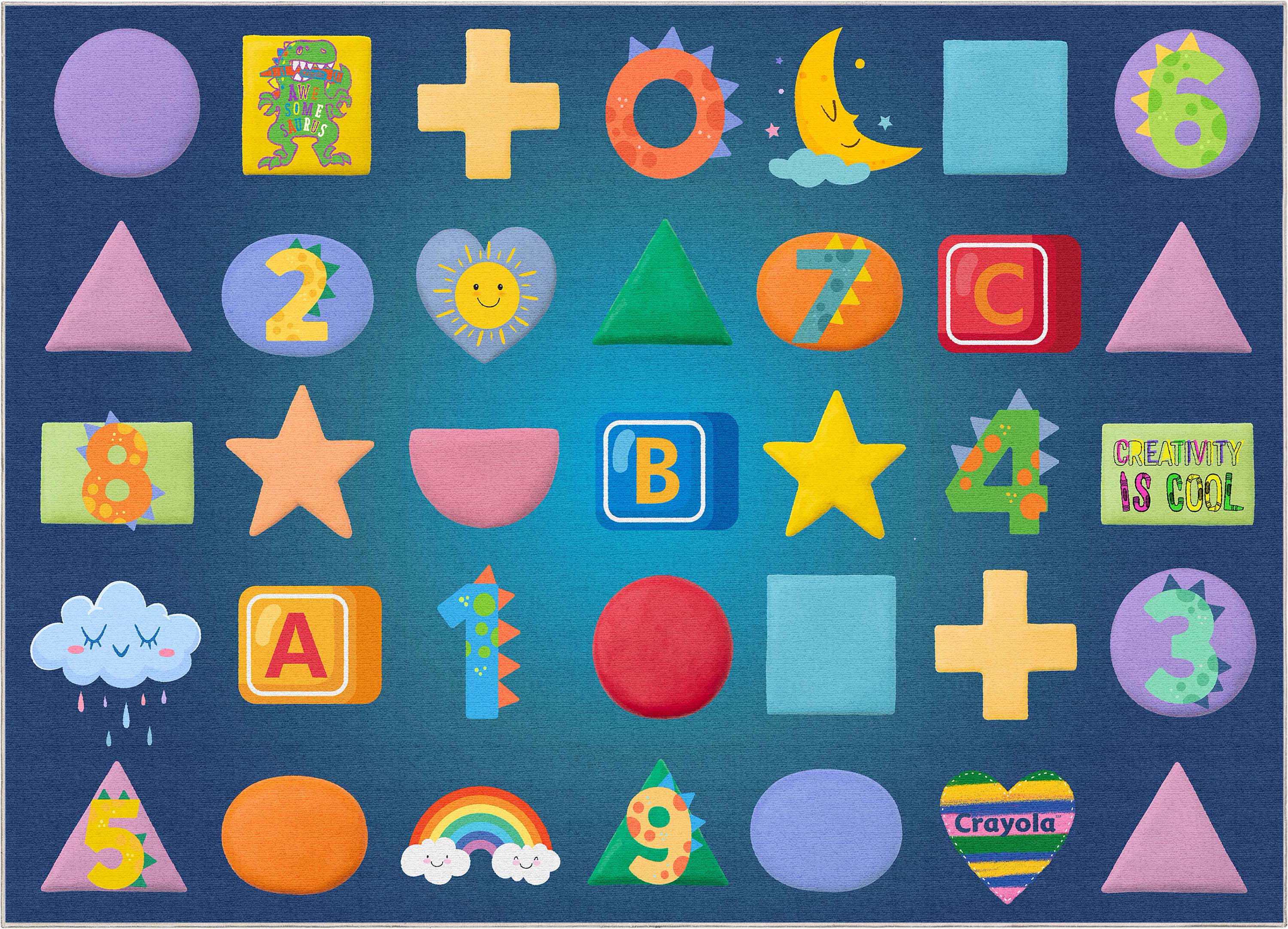 Well Woven Crayola 5' x 7' Modern Educational Numbers & Shapes Area Rug ...