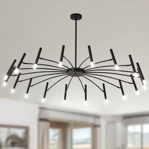 Gracie Oaks Dimmable Modern Black Chandelier Light Fixture | Wayfair