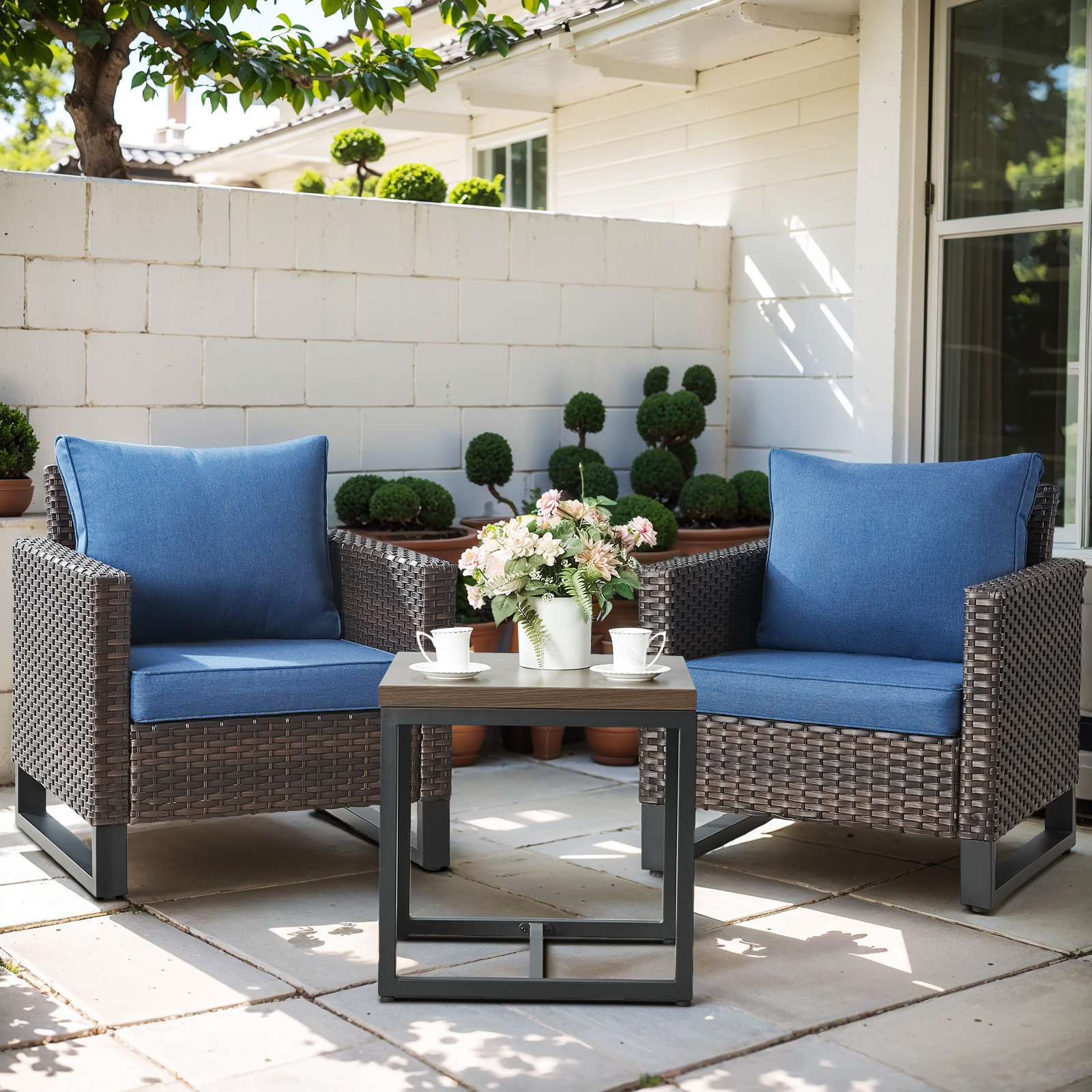 Ebern Designs Paridhi 2 - Person Outdoor Seating Group with Cushions ...