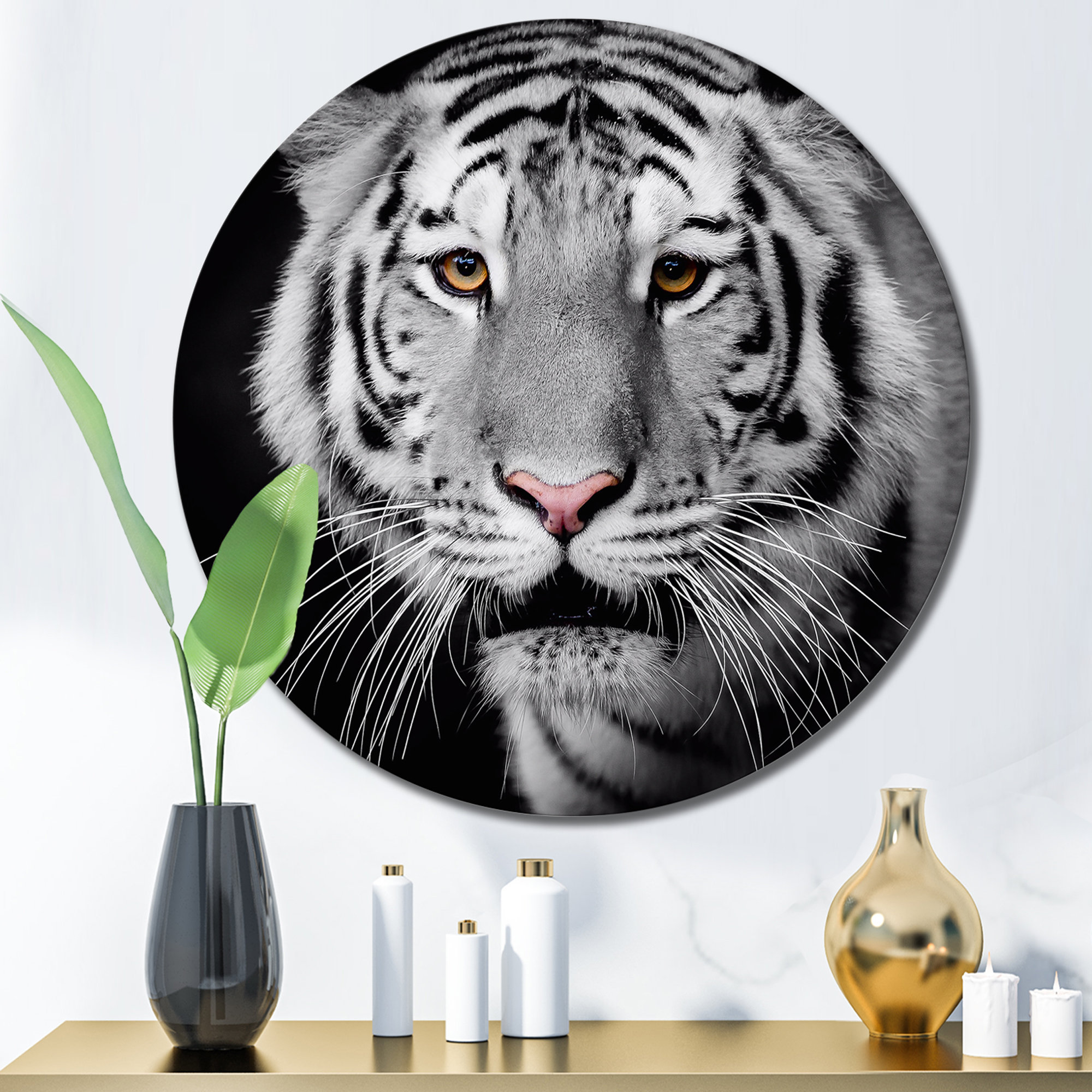 Latitude Run® Monochrome Portrait Of A White Tiger VIII Monochrome ...