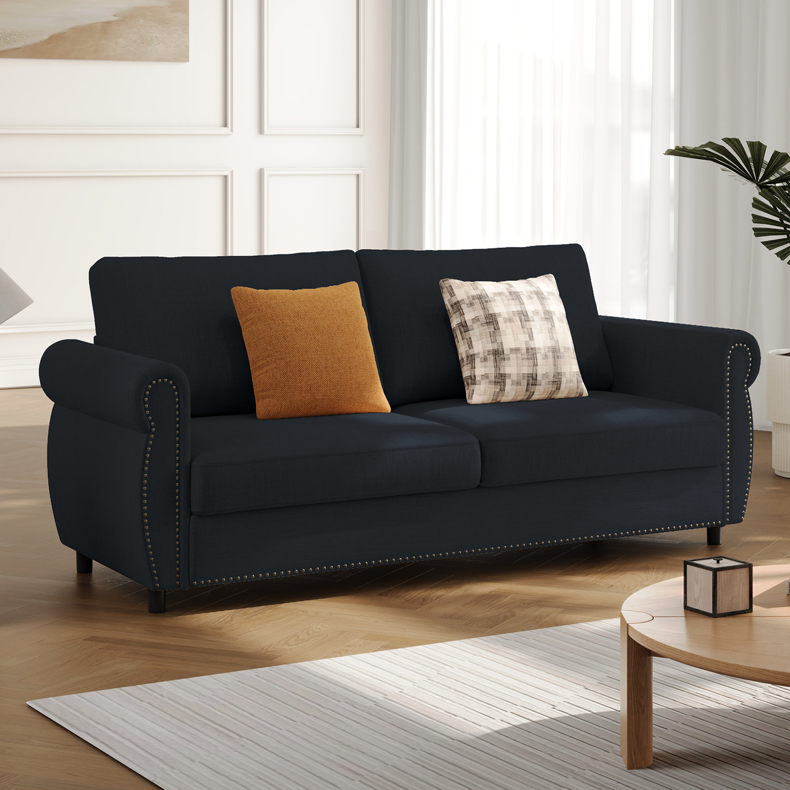 Balus 81"W 2-in-1 Pull Out Sleeper Sofa Bed with Mattress,2 Seater ...