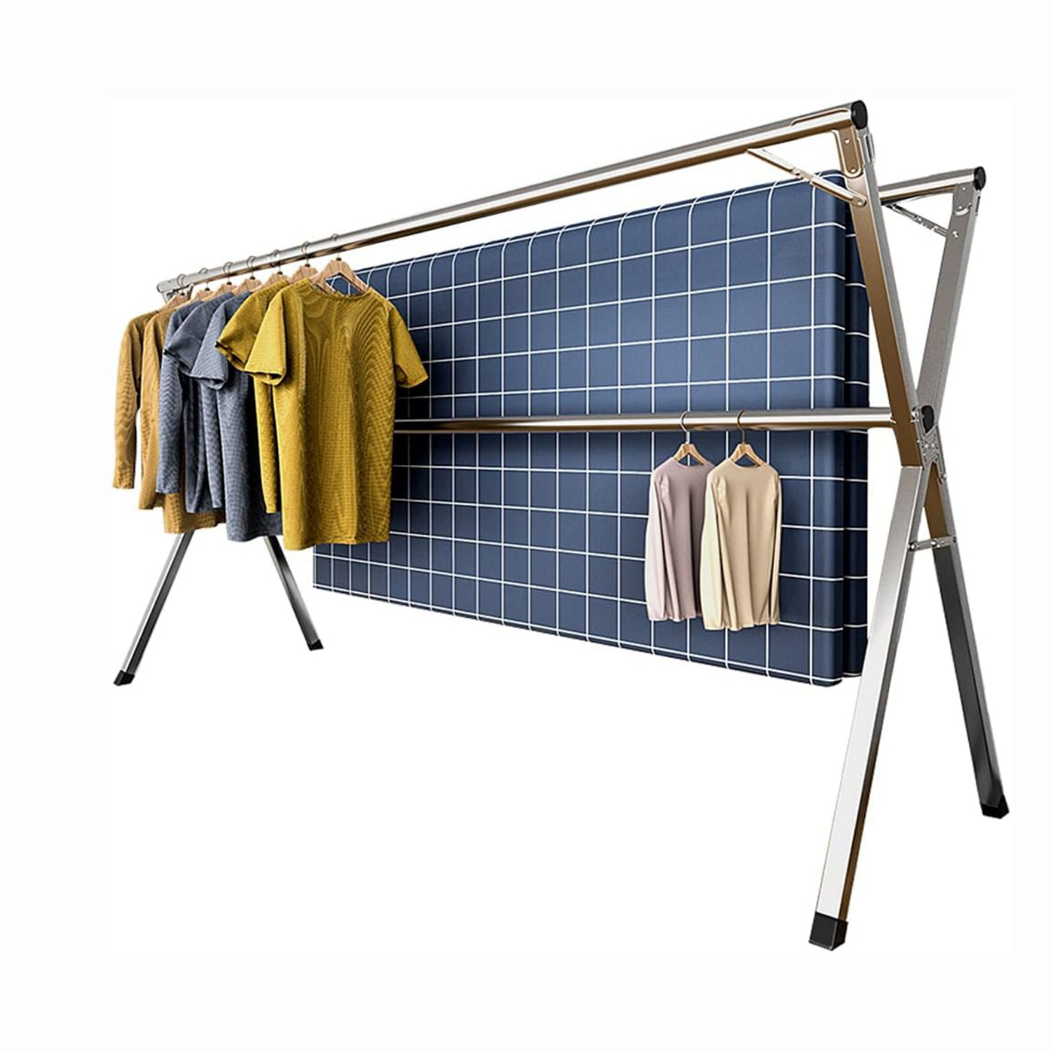 Rebrilliant 79 inch Heavy Duty Stainless Steel Laundry Drying Rack ...