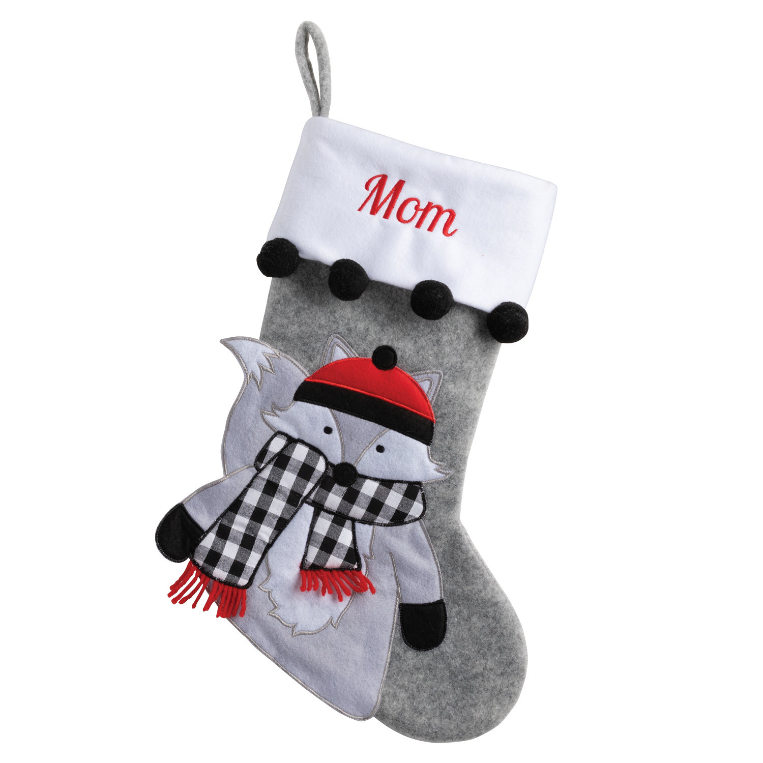 The Holiday Aisle® Check Scarf Fox Character Stocking | Wayfair