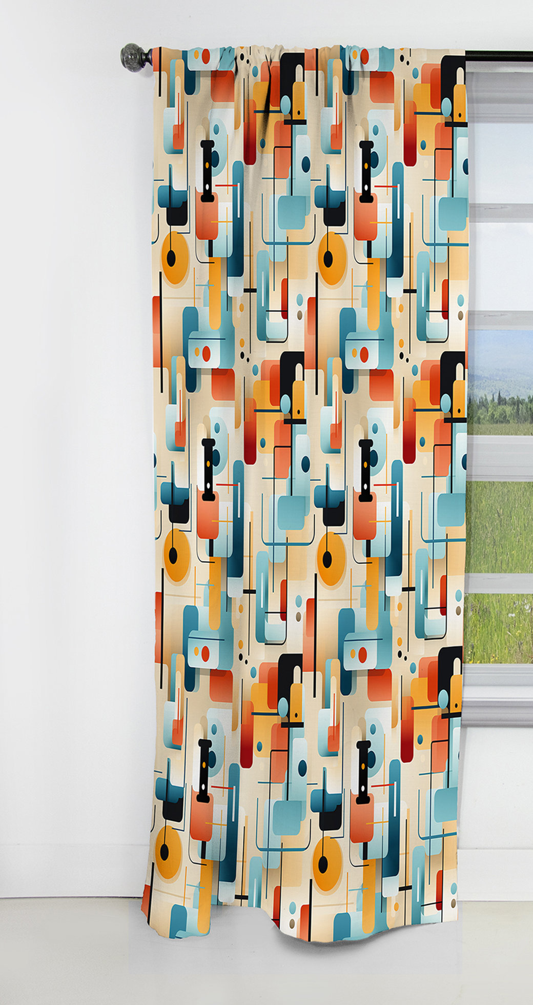 Design Art Urban Abstraction - Abstract Geometric Curtain - Blackout ...