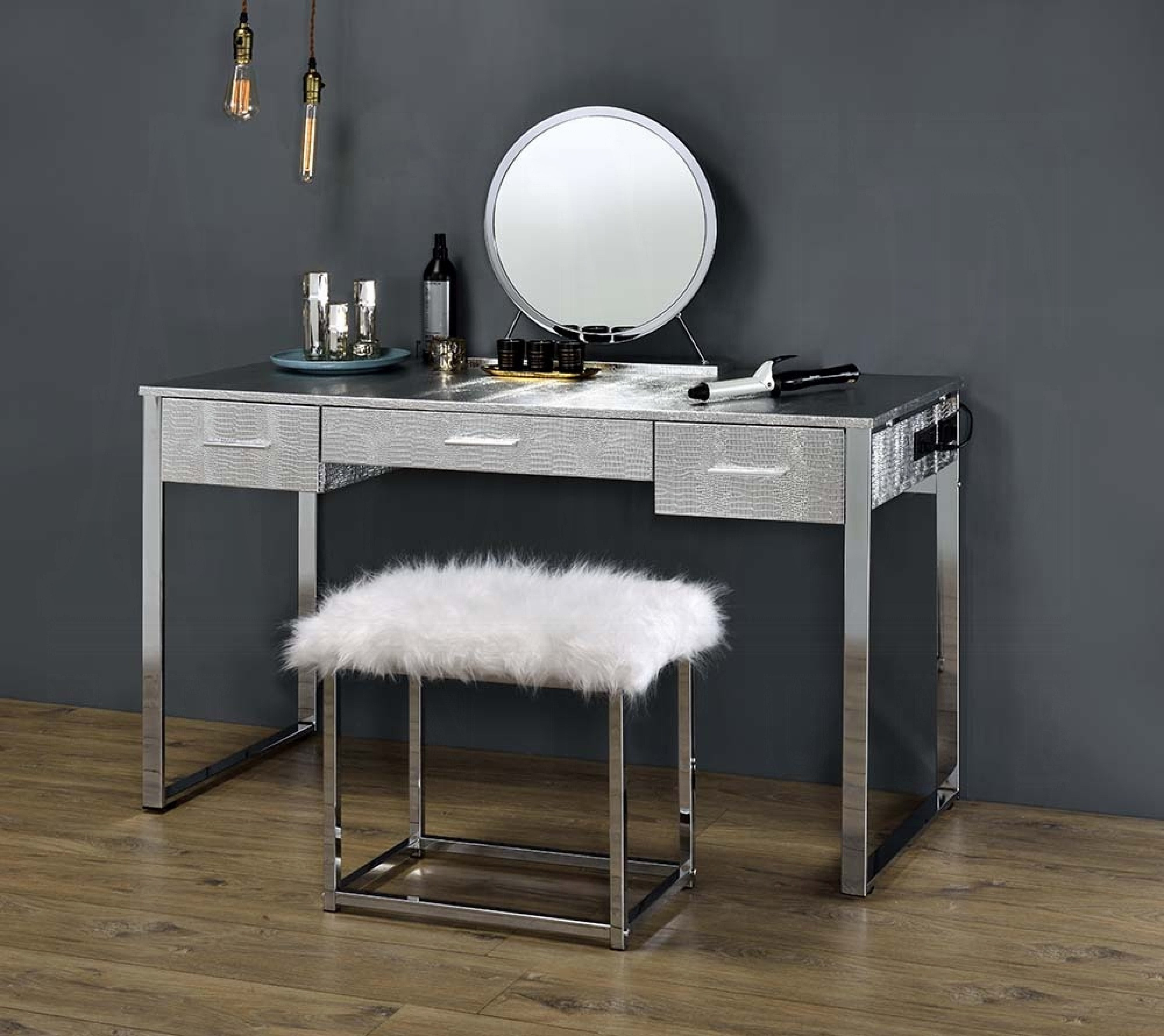 Everly Quinn Myles Vanity Set W/USB | Wayfair