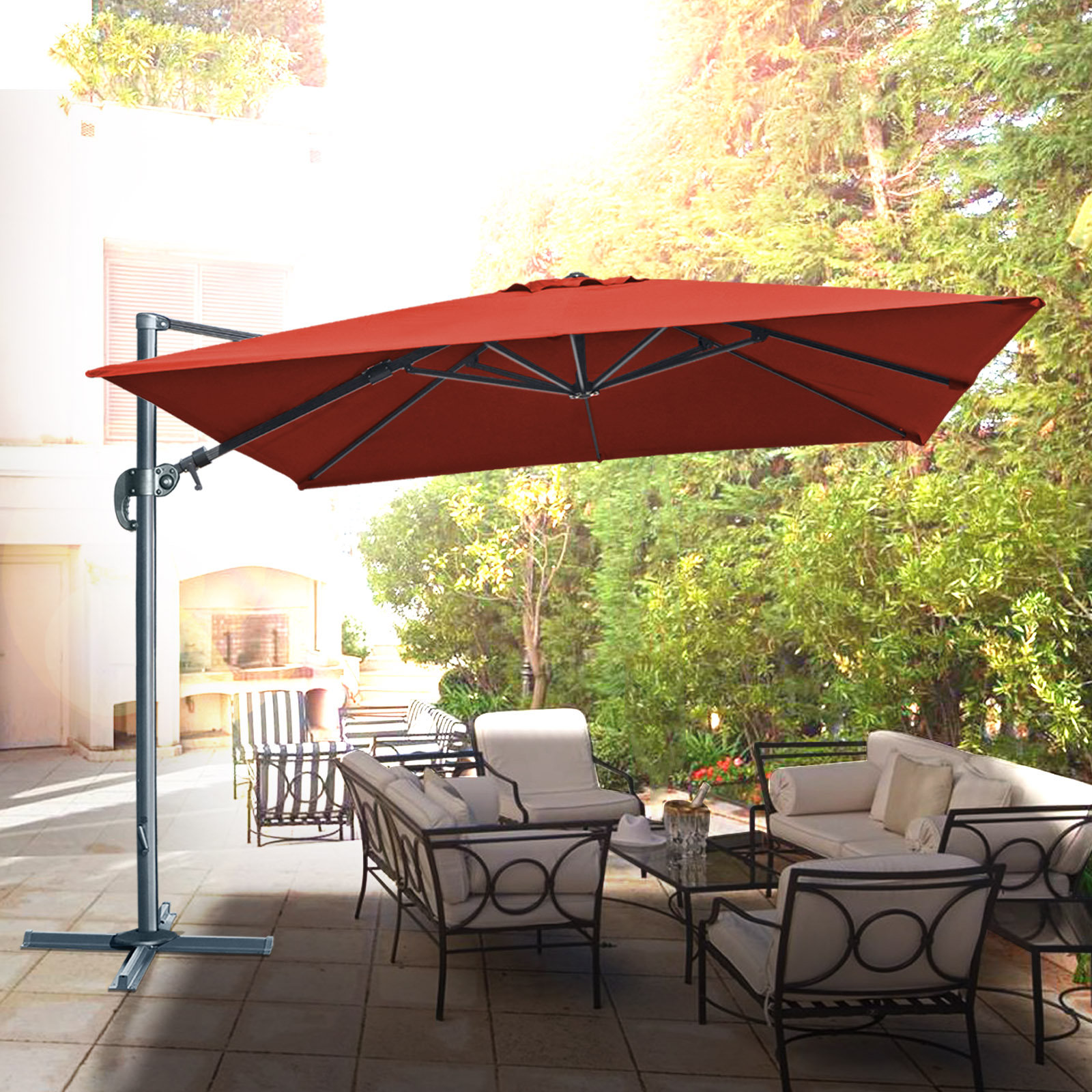 Arlmont & Co. Pallie 120'' Square Cantilever Umbrella | Wayfair