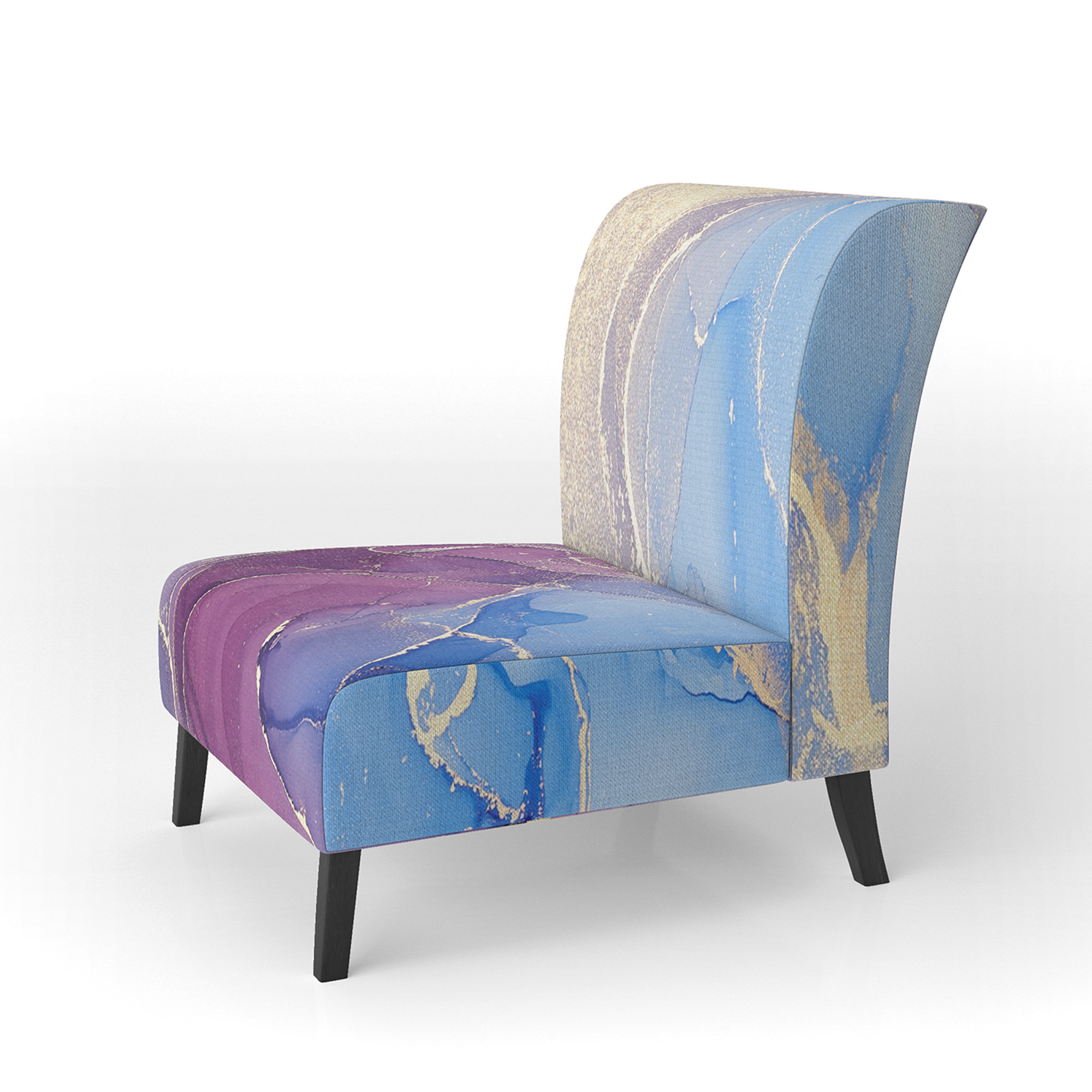 George Oliver 'Ikee - Blue & Pink Marble Fluid Art - Upholstered ...