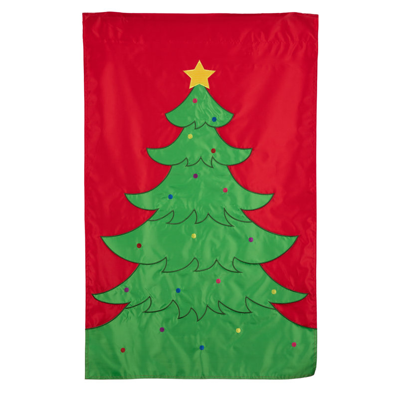 Ophelia & Co. Classic Christmas Tree Basic Applique House Flag | Wayfair
