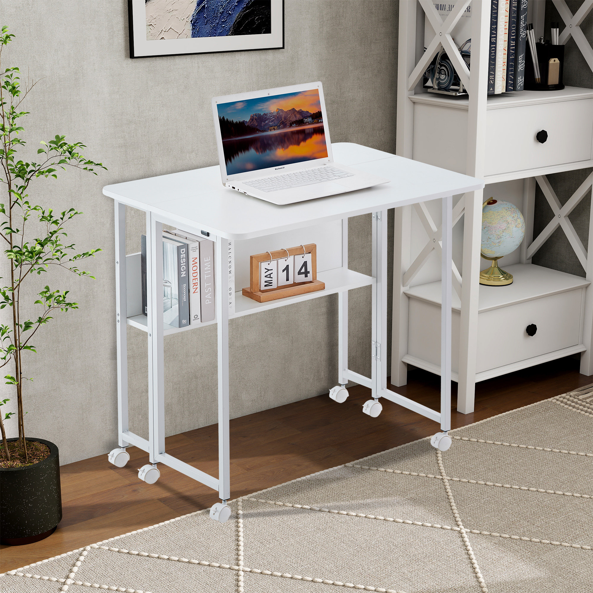 Ebern Designs Moveable Folding Desk | Wayfair