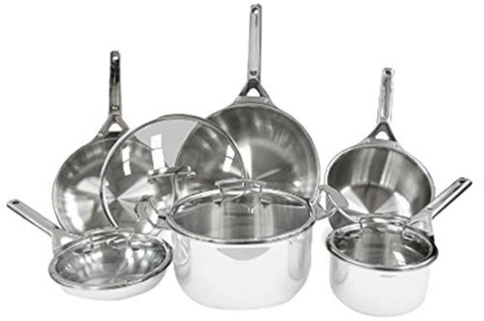 True Induction Gourmet Stainless Steel 10 PC Pots & Pans Induction ...