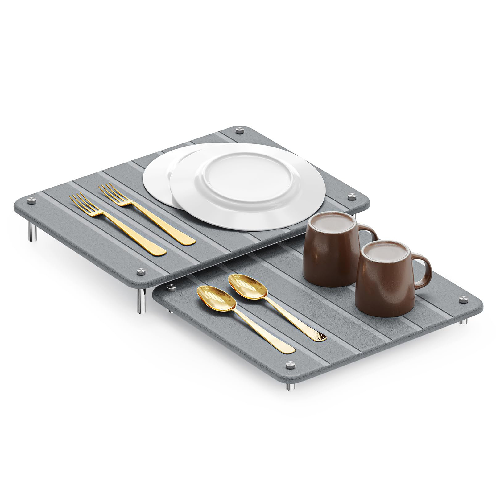 BOJUNTAN 2 Pack Stone Dish Drying Mats, Expandable Absorbent Rack Dish ...