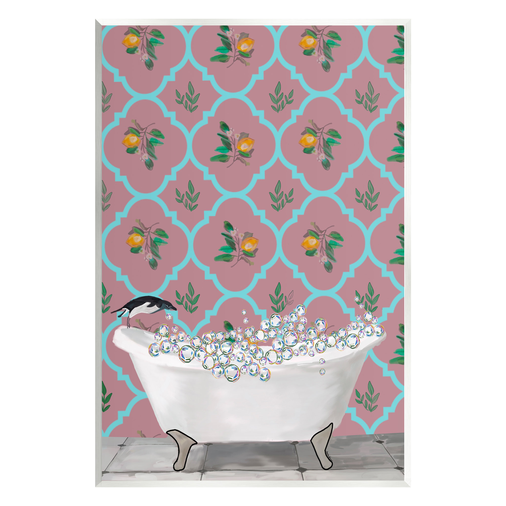 Stupell Industries Ax-217-Wood Penguin Jumping In Tub by Amelia Noyes ...