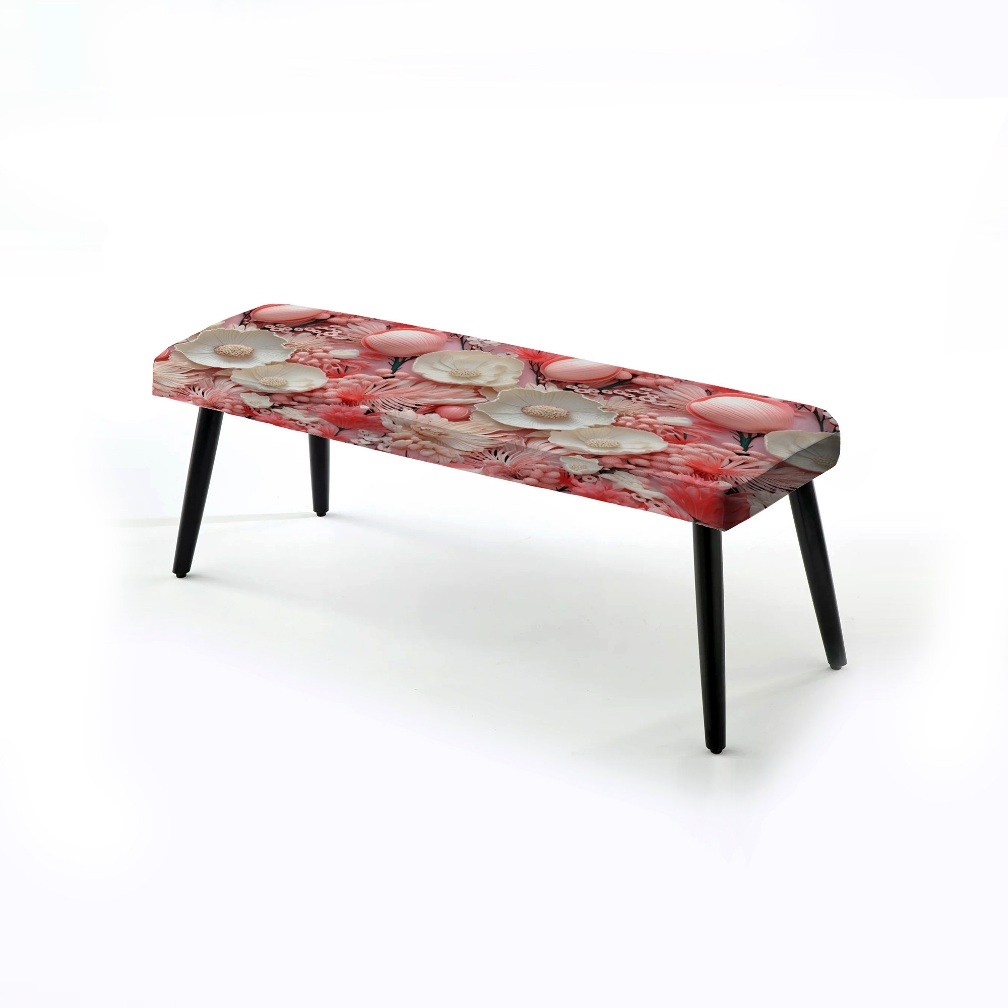 Design Art Seashell Oasis Tropical Pattern - Coastal Upholstered Black ...