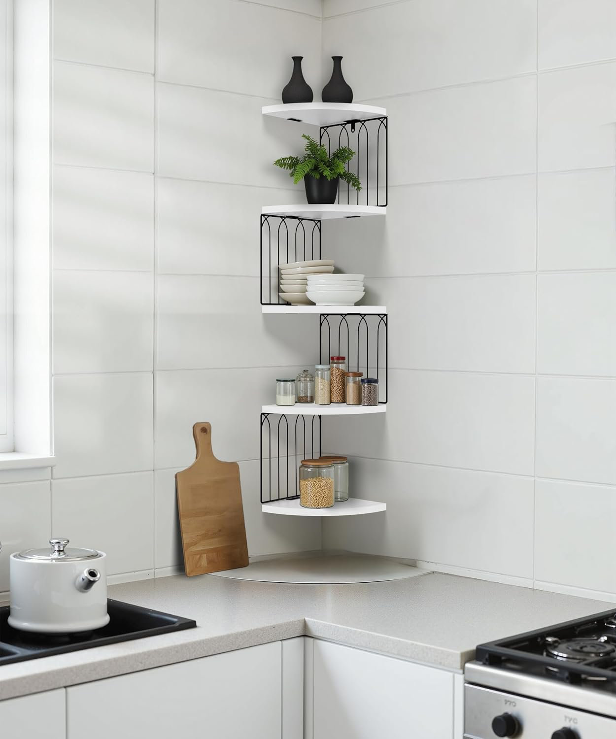 Ebern Designs Corner Shelf Wall Mounted,White Corner Floating Shelves ...