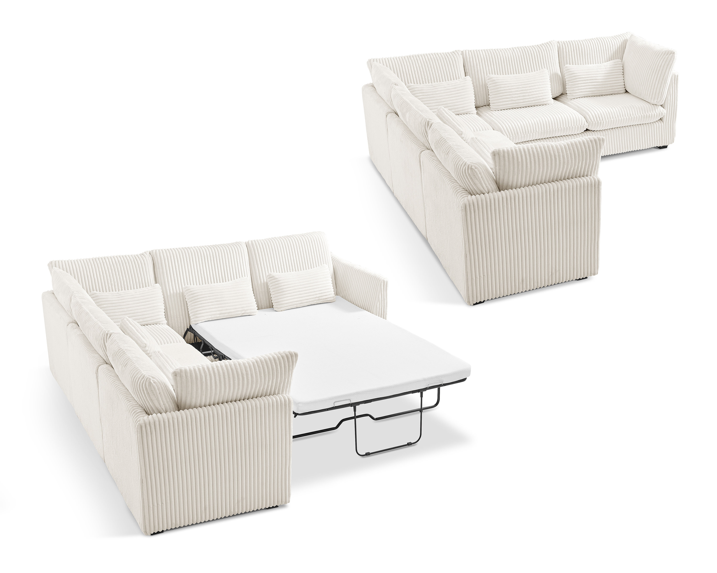 Everly Quinn 5 Seater Modular Oversized 108.5'' Sofa With Pull Out Bed ...