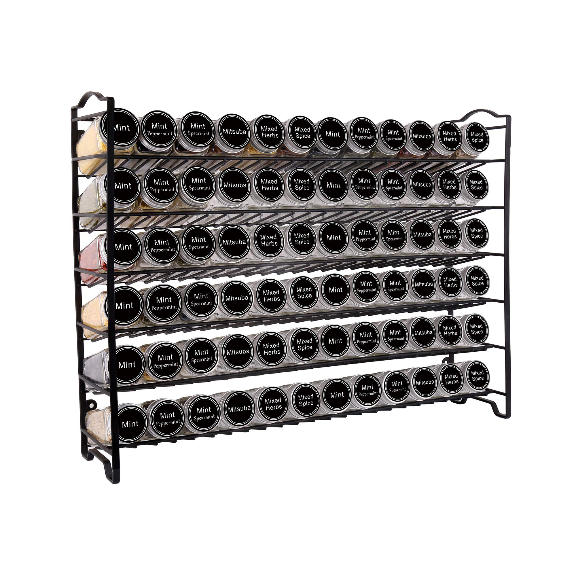 Prep & Savour Spice Rack Organizer with 72 Empty Square Spice Jars ...