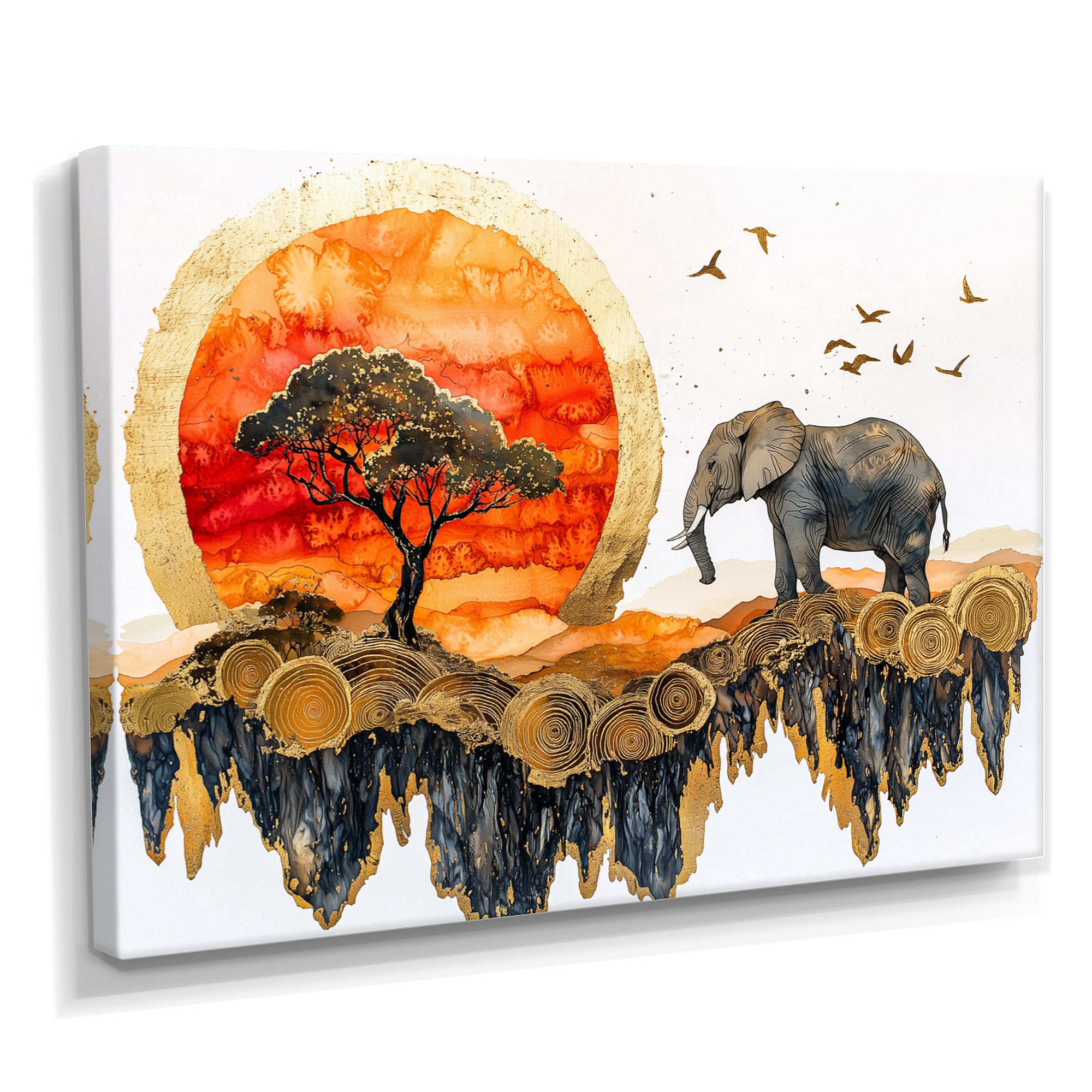 Bungalow Rose Elephants At Sunset Whisper Of The Wild IV - Animals Wall Art | Wayfair