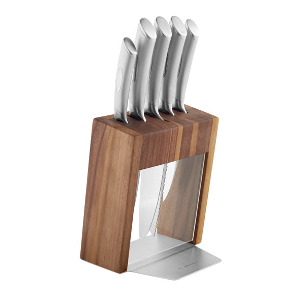 SCANPAN CLASSIC Knife Set Stainless Steel Handle 6pc Knife Block Set ...