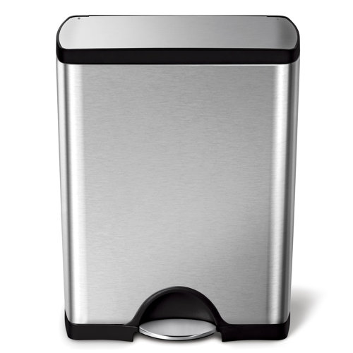 Simplehuman 50L Rectangular Pedal Bin, Brushed Stainless Steel ...