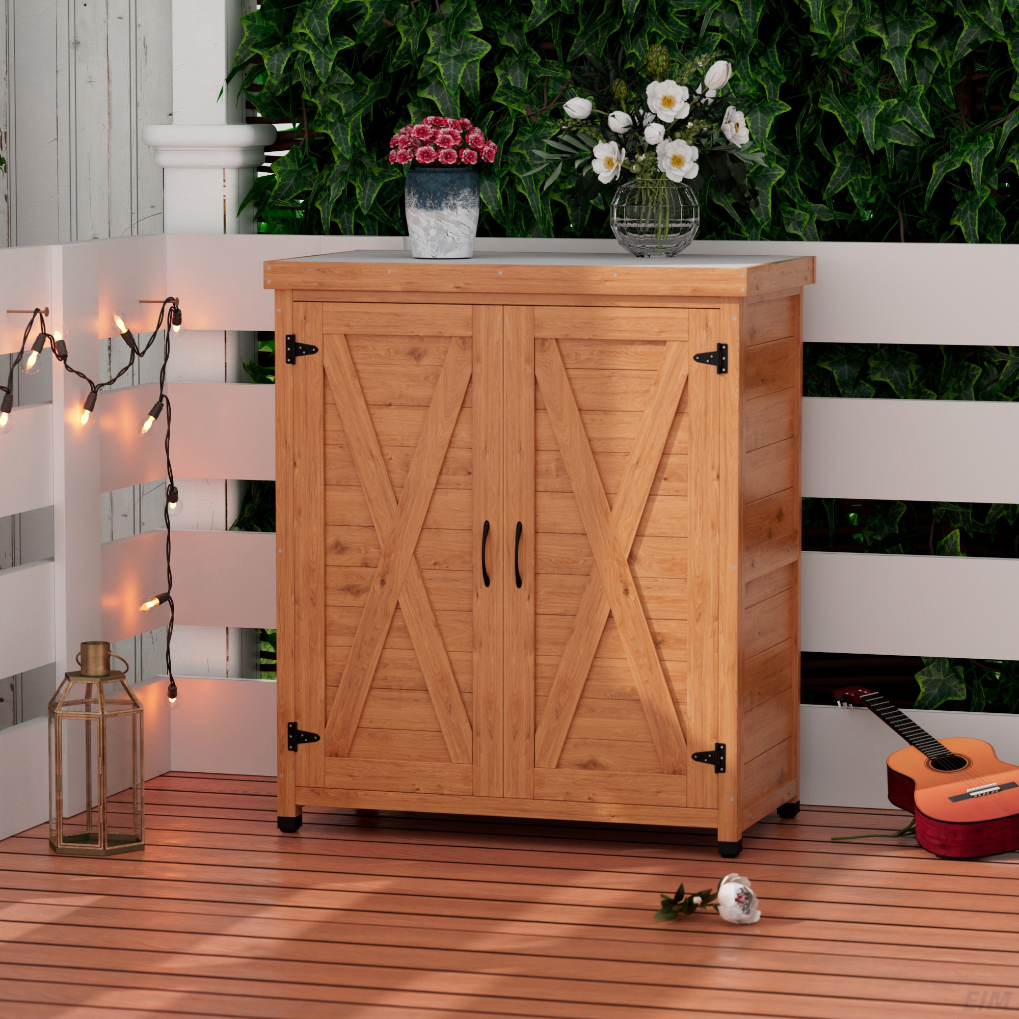 CHENGGUHENGXIN Potting Bench With Storage Cabinet And Metal Table Top ...