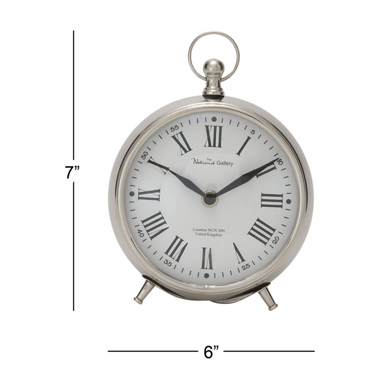 Breakwater Bay Stainless Steel Metal Decorative Silver Clock with Ring ...