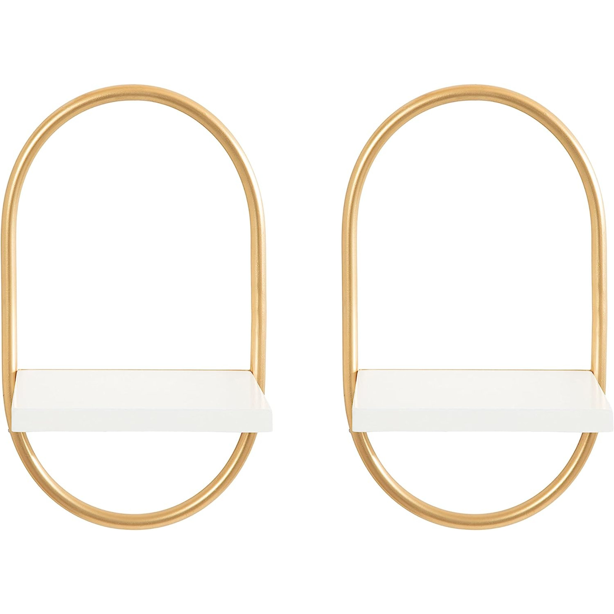 Everly Quinn Olav Modern Glam Two Floating Shelf Set, 8 X 13 X 6 White ...