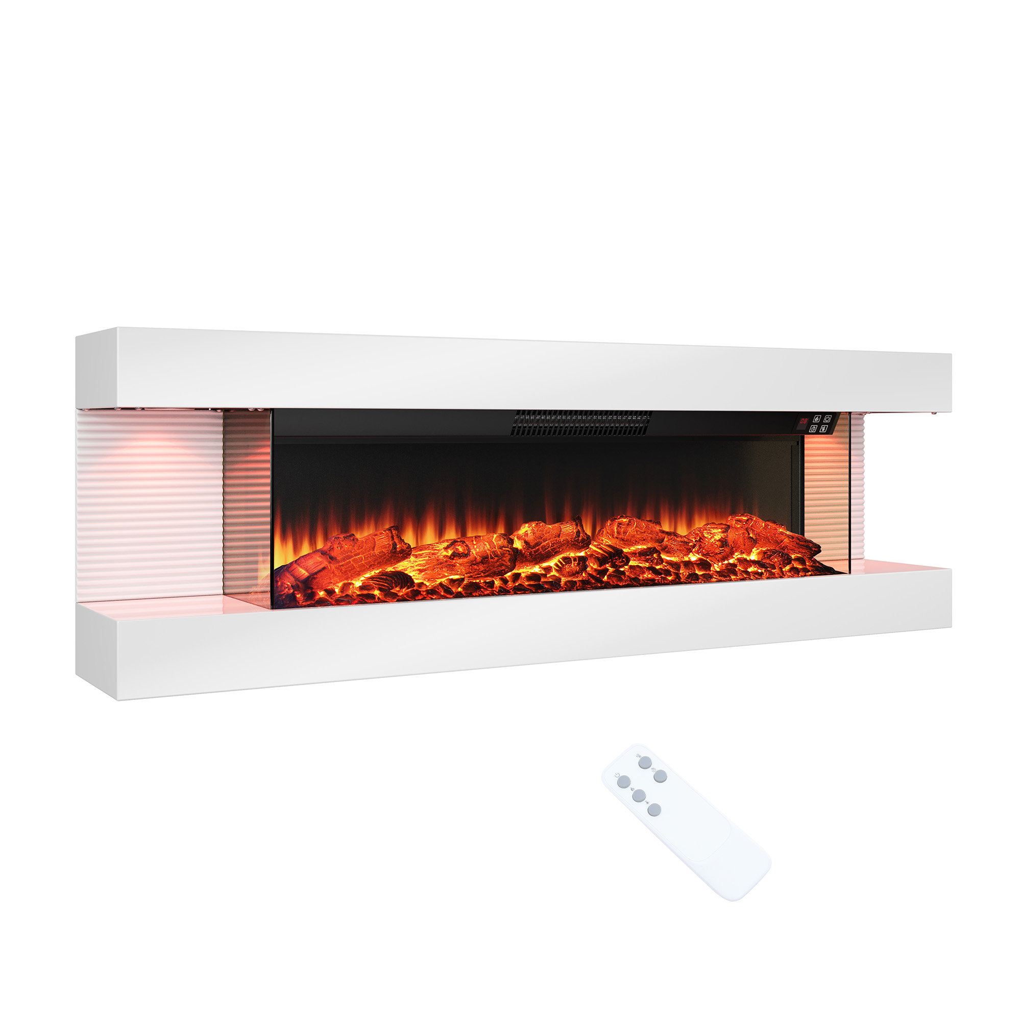 Ebern Designs 3-Sided Wall Mounted Led Electric Fireplace With Floating ...